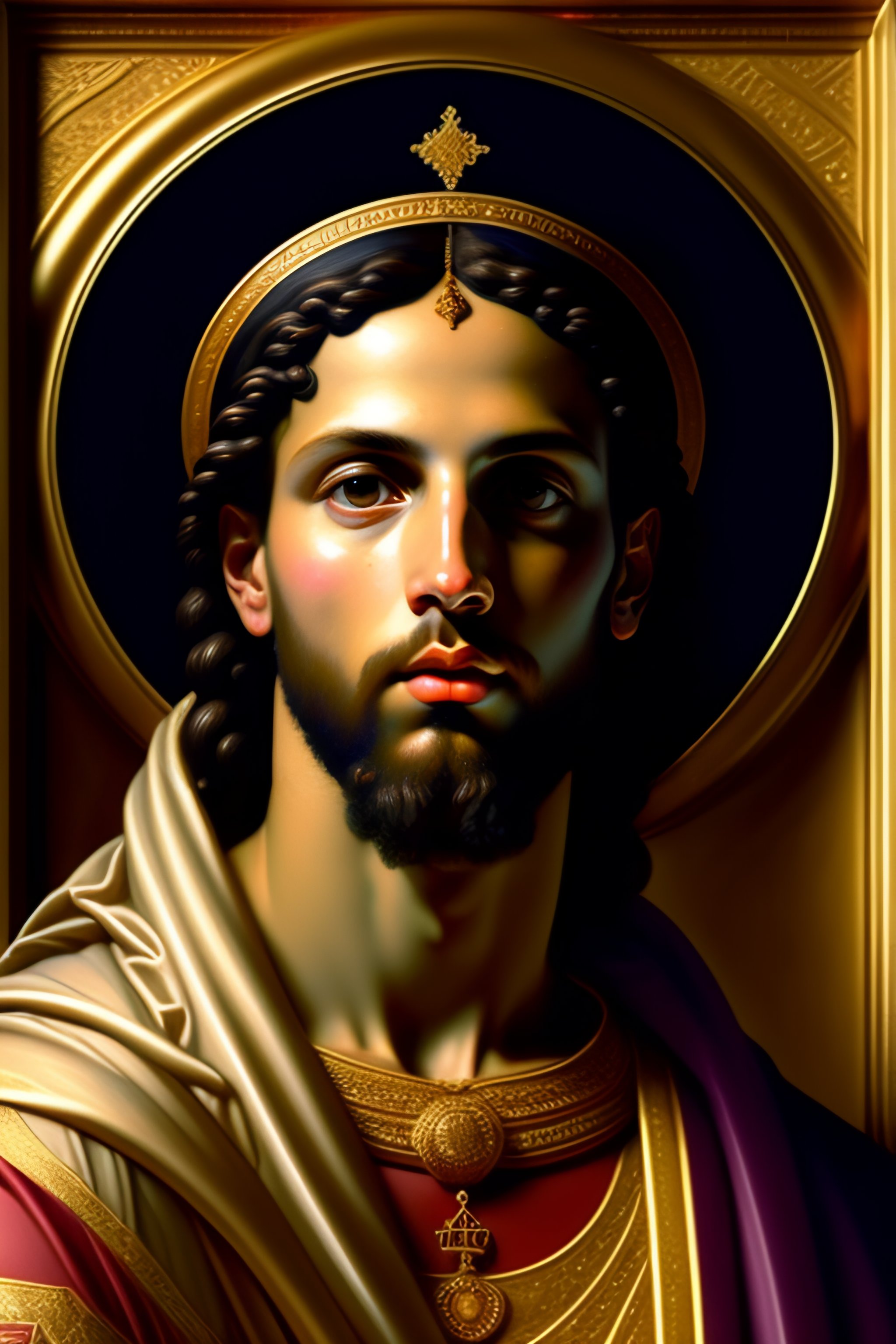 Lexica - A gilded religious byzantine icon of Steph Curry, by William ...