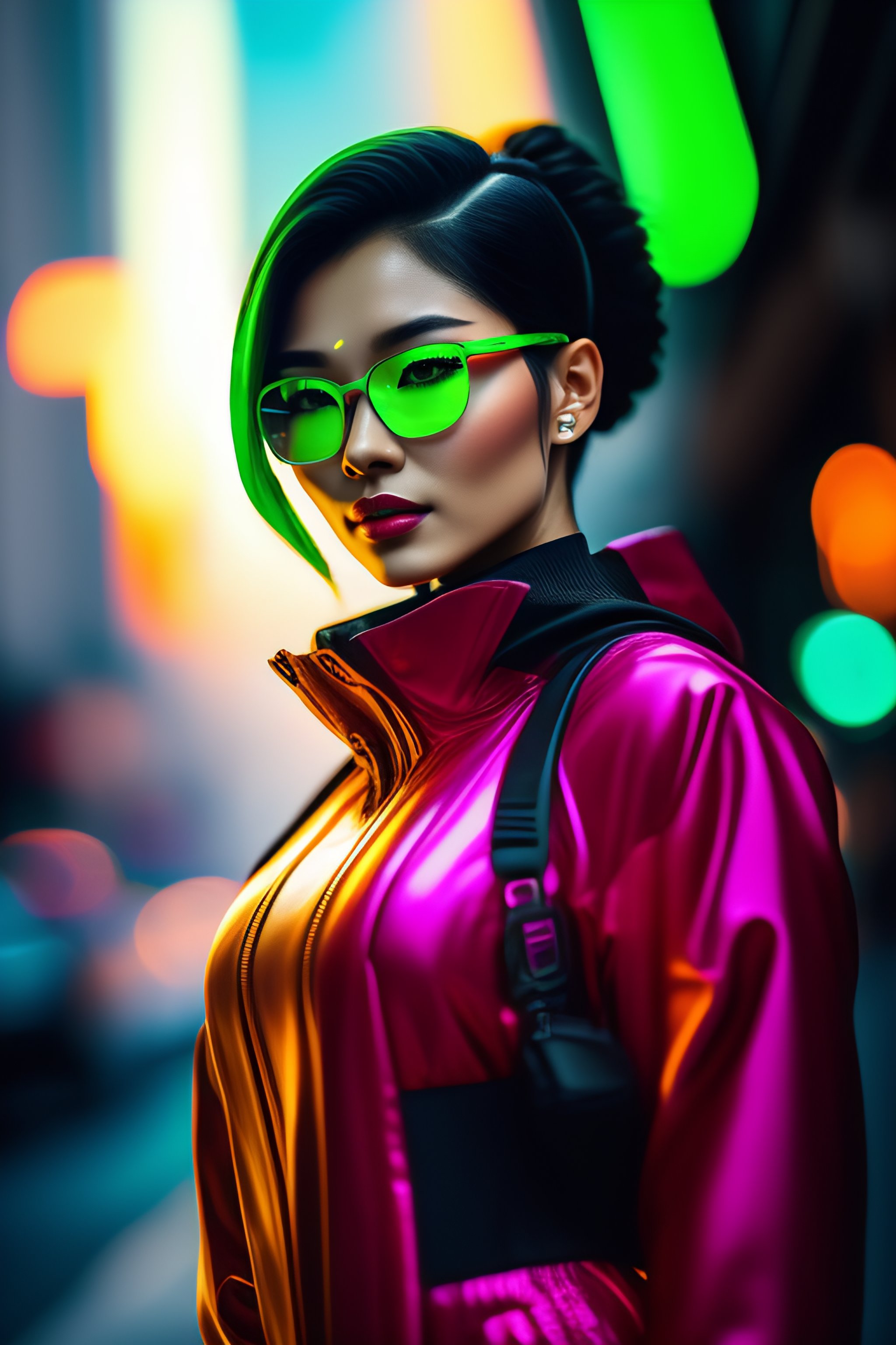 Lexica - Matrix, cyberpunk, cute, girl, futuristic, green, high ...