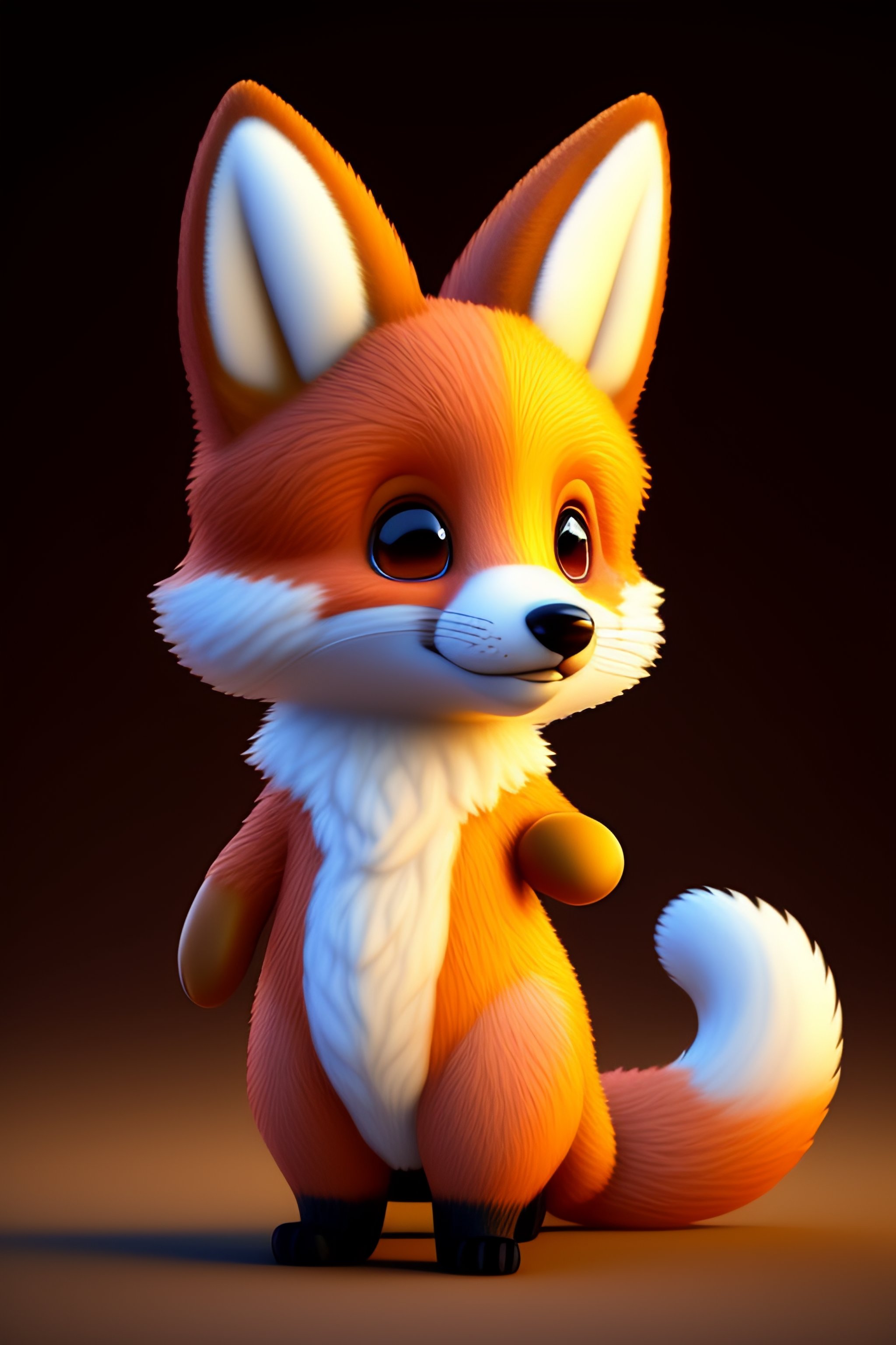 Lexica - 3d cartoon,cute fluffy fox with two ears and big eyes, higly ...
