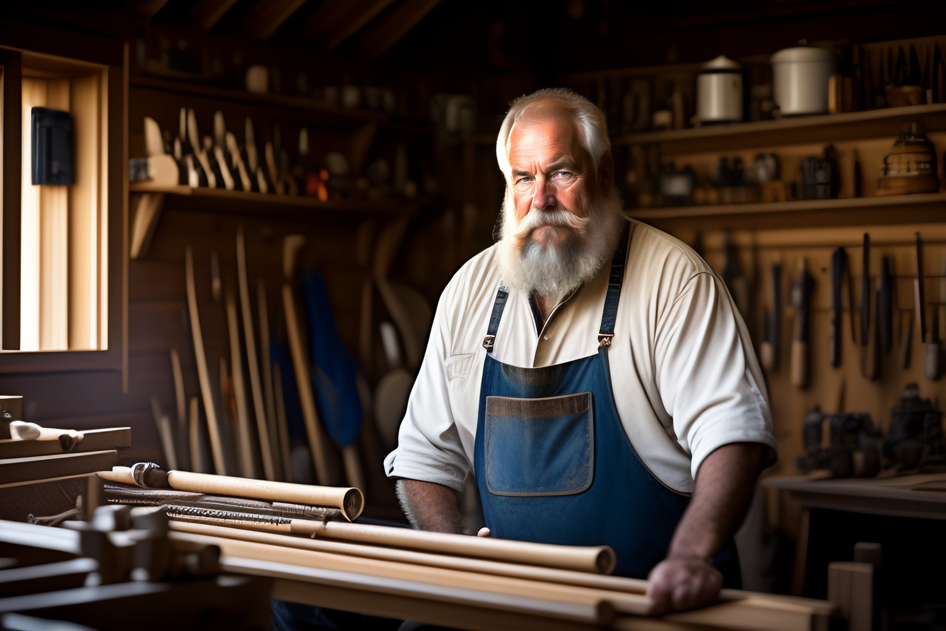 Lexica - Portrait of a master woodworker in his shop