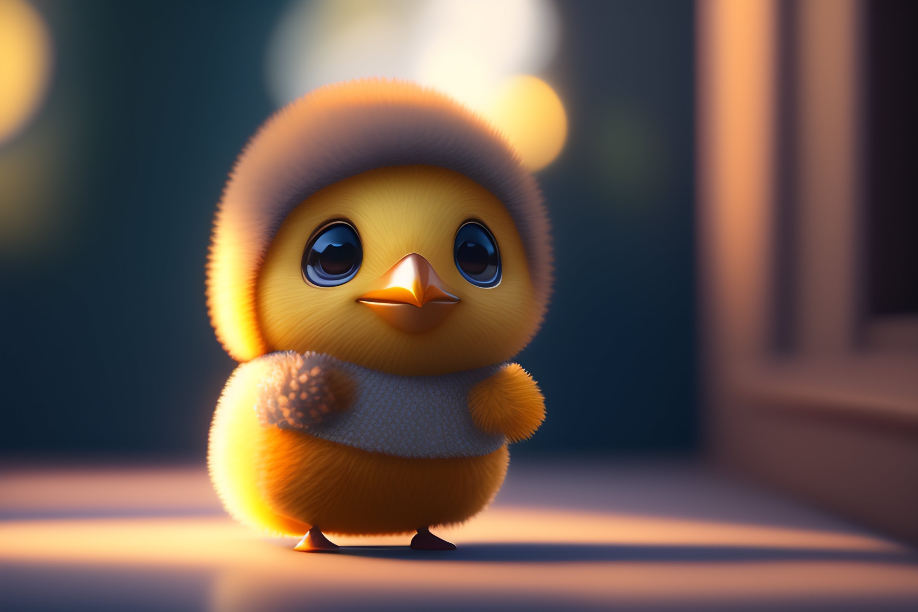 Lexica - Cute adorable little chick waving and smiling greeting me ...