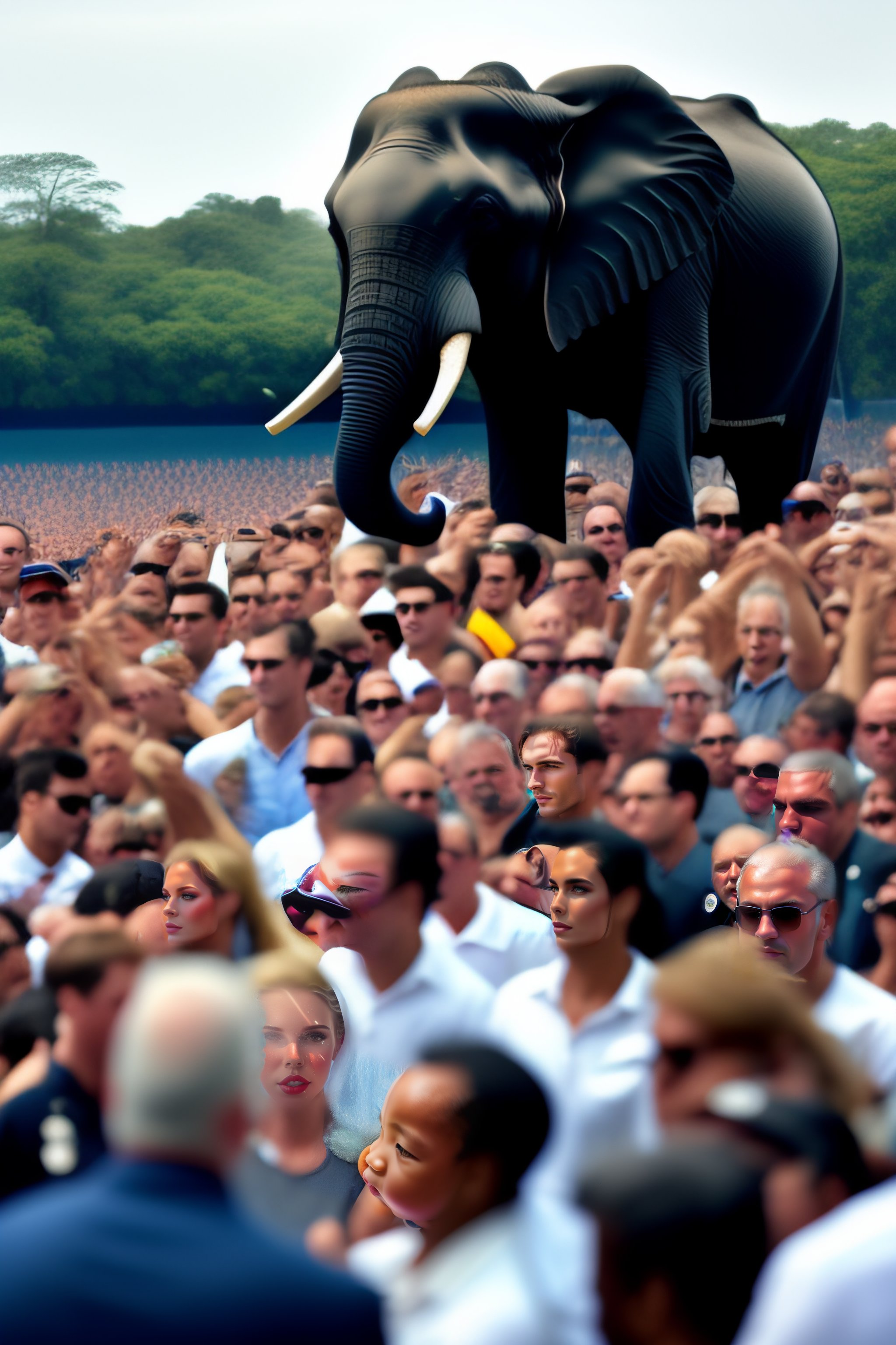 Lexica - A huge crowd of white people wearing white polo T-shirts and ...