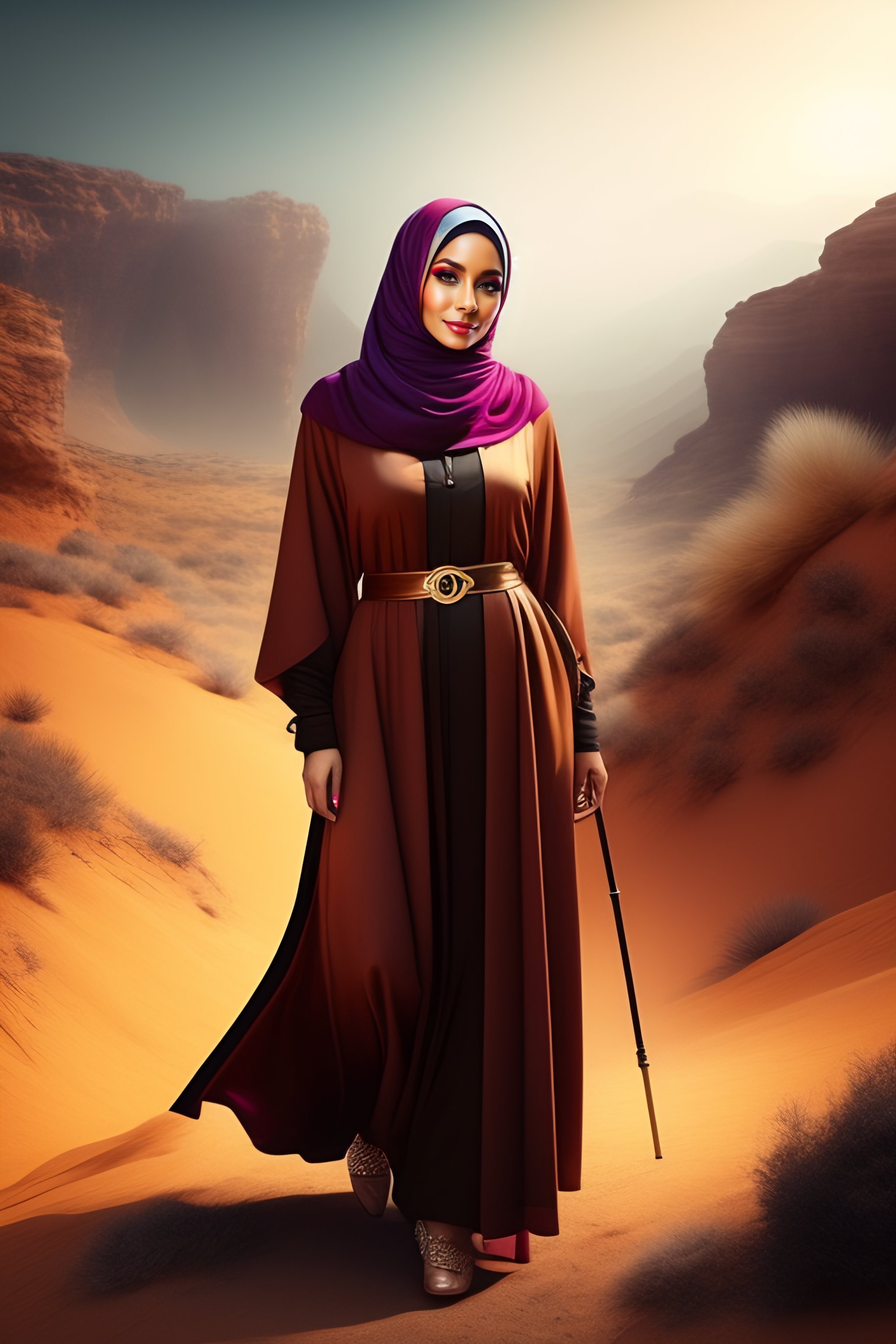 Lexica - A beautiful woman wearing hijab, full body as apex
