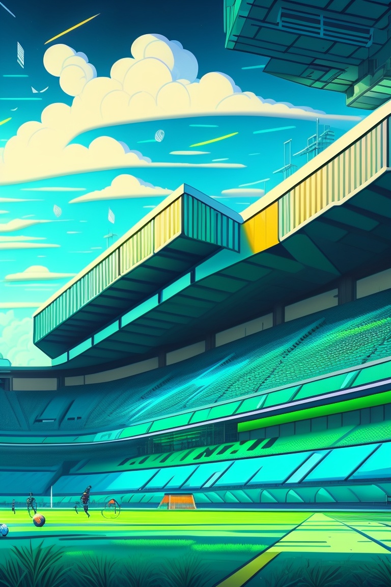 Lexica - Image from inside the soccer stadium, in the grass, surrounded ...