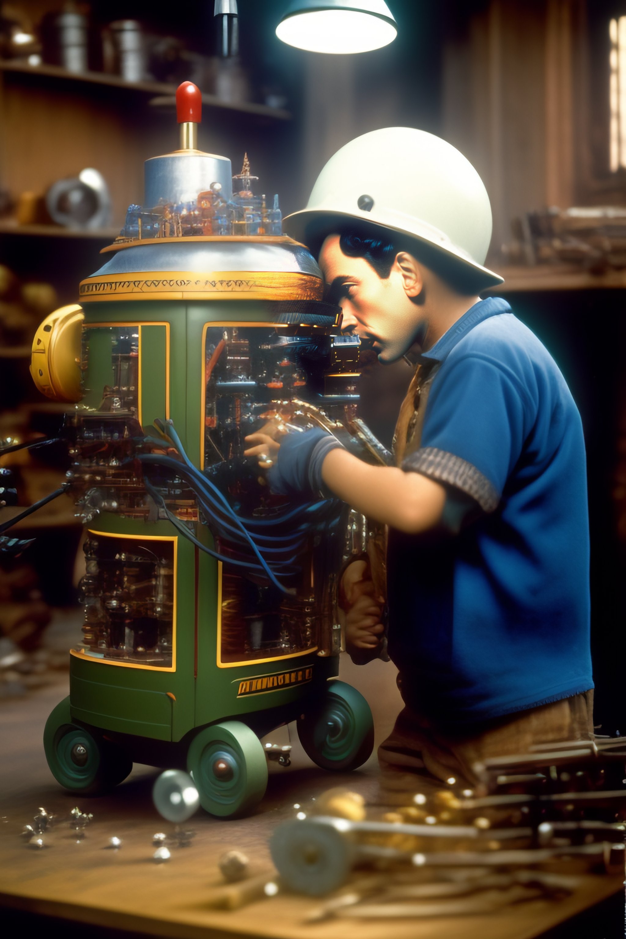 Lexica - A photo of voltron building a robot by Philippe Halsman ...