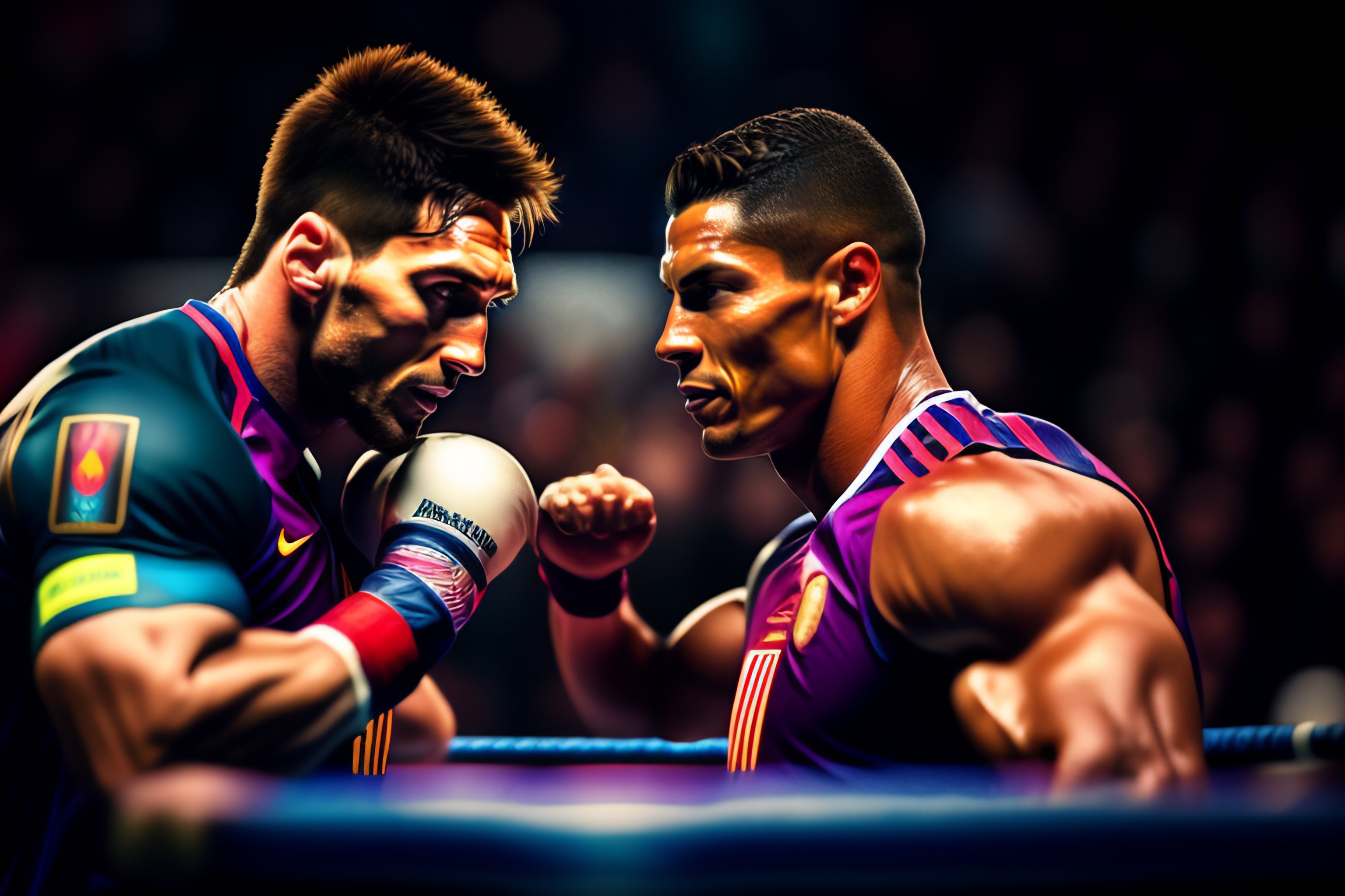 Lexica - A macro shot of Lionel Messi and Christiano Ronaldo arm ...