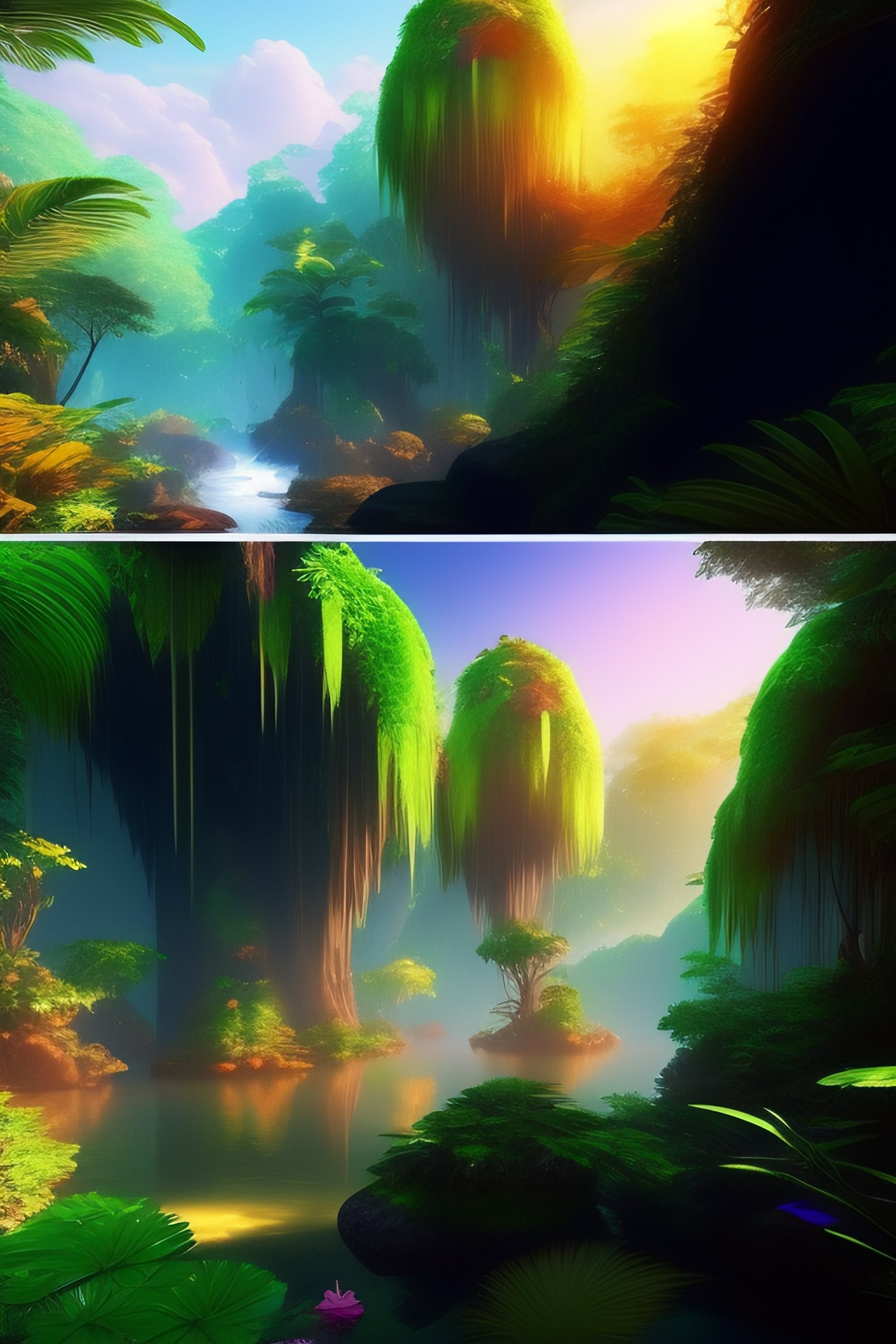Lexica - Vibrant fantasy, photo-realistic, beautiful jungle, hyper ...
