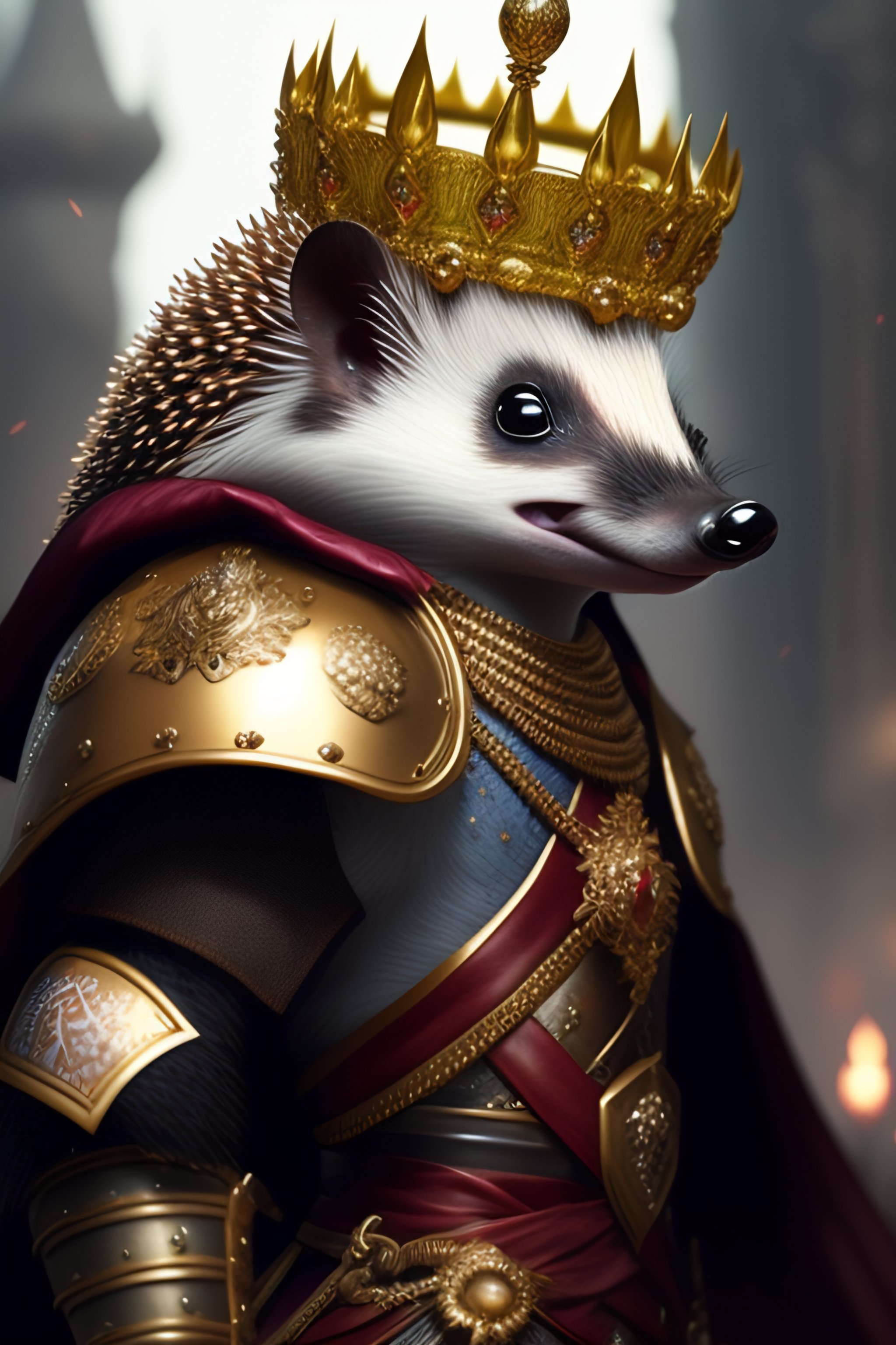 Lexica - Hedgehog with crown, royal armour and royal jewlery, bloody ...