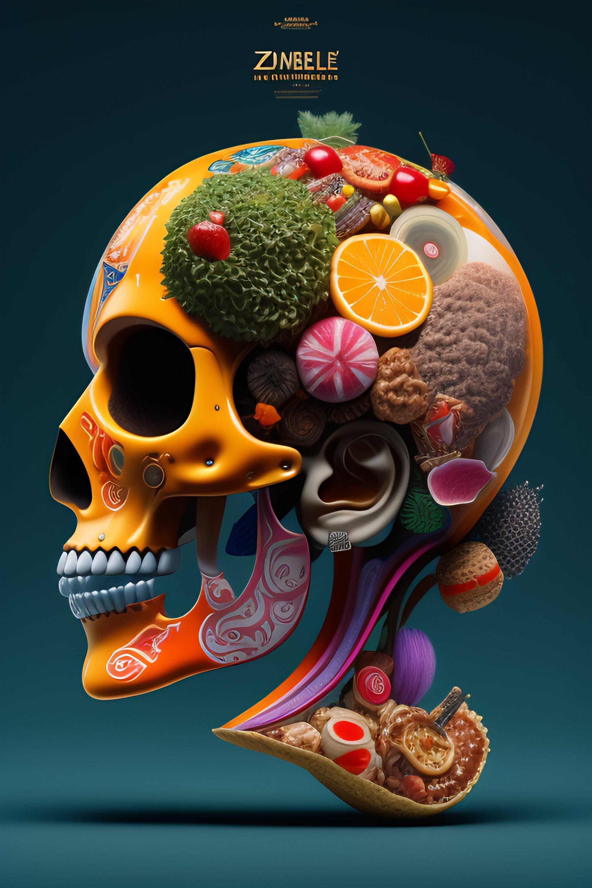 Lexica - The anatomy of a zoombie head made of junk food, an ultrafine ...