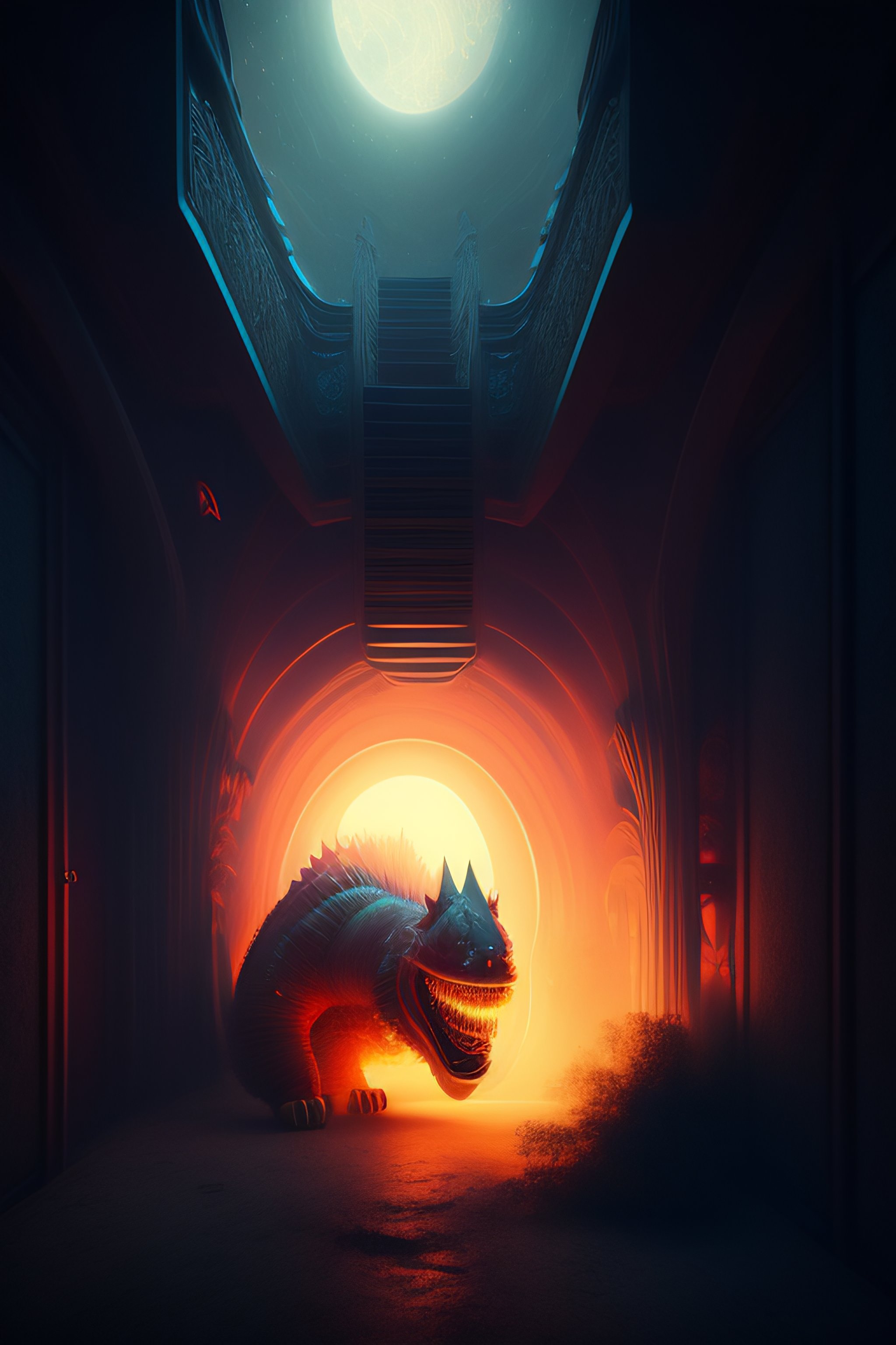 Lexica - Monster inside a liminal space of nightmares, dynamic lighting ...