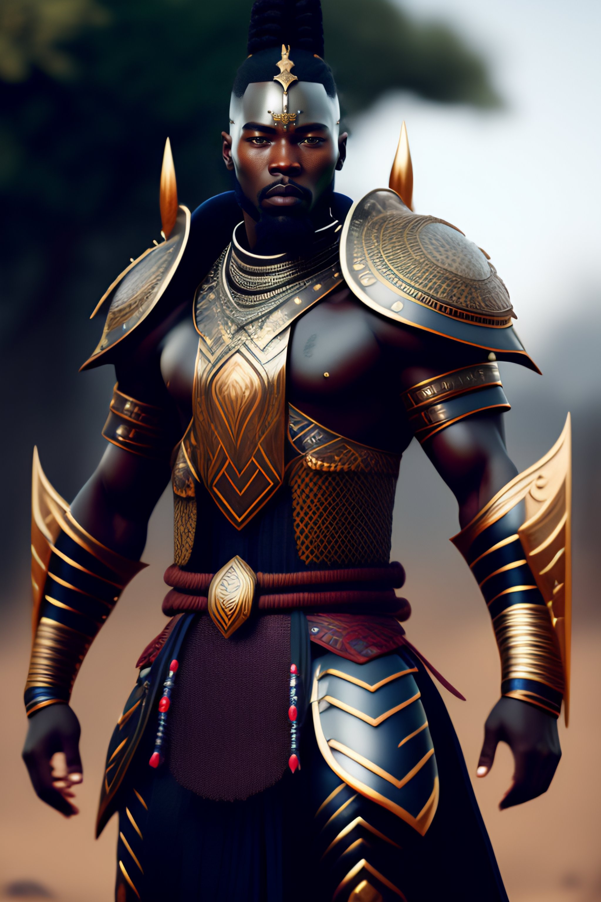 Lexica - A Wakanda warrior wearing Japanese samurai style armor, mixed ...