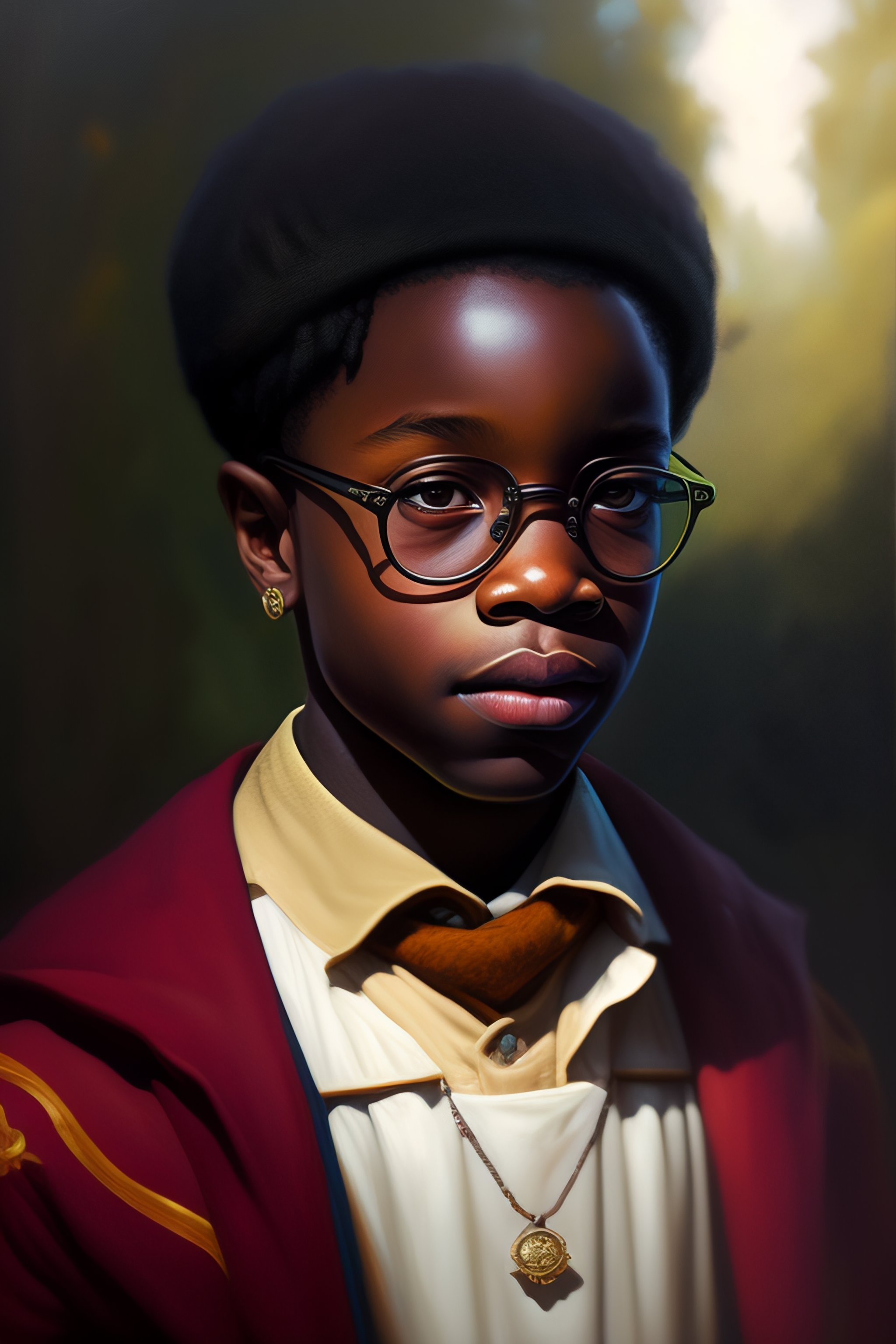 Lexica - Full shot young african harry potter, creepy, unsettling ...