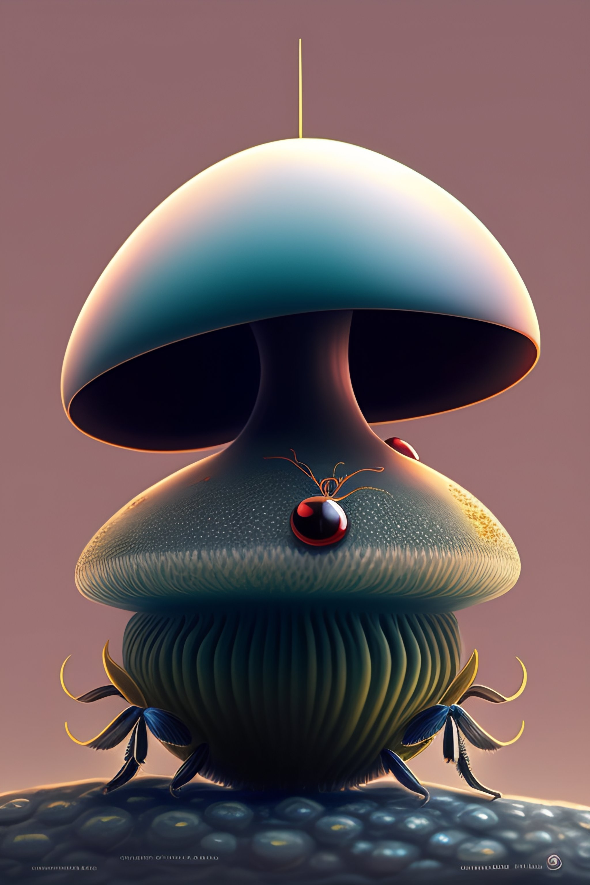 Lexica - A mushroom with the face of an insect , concept art , no color ...
