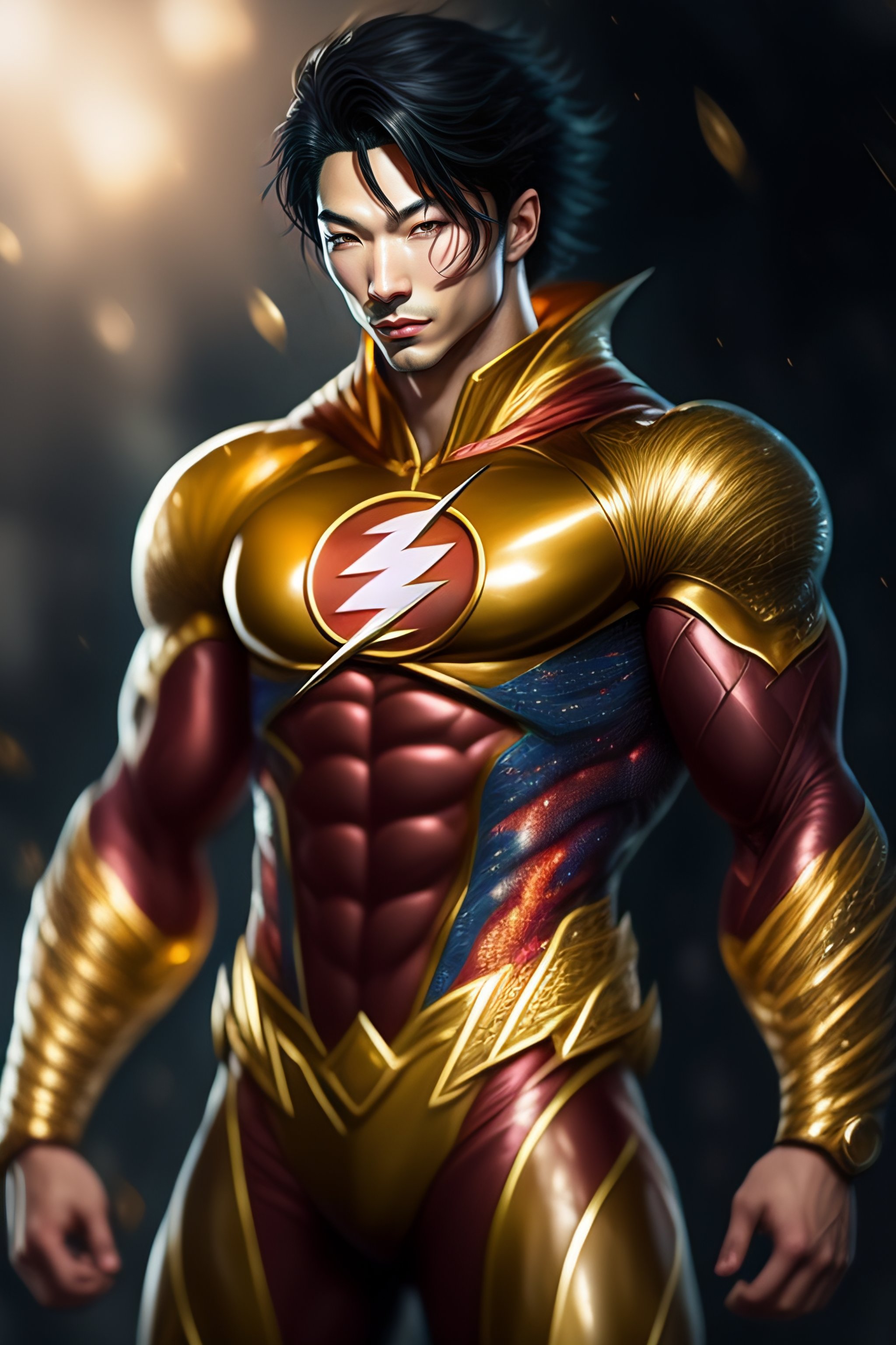 Lexica - Full body potrait of ezra miller as super muscular flash anime ...