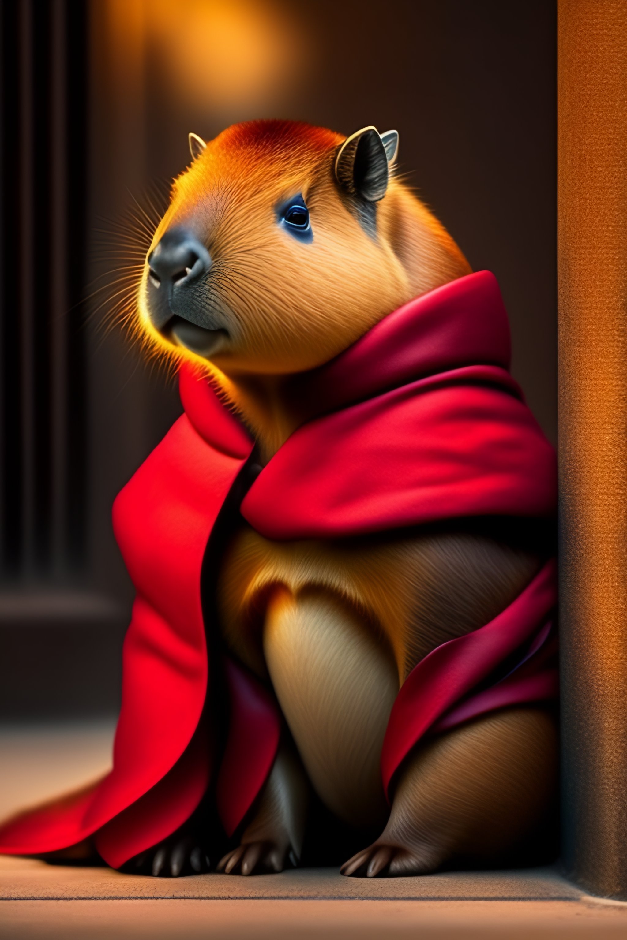 Lexica - A capybara in a Chinese coat, cute, cinematic