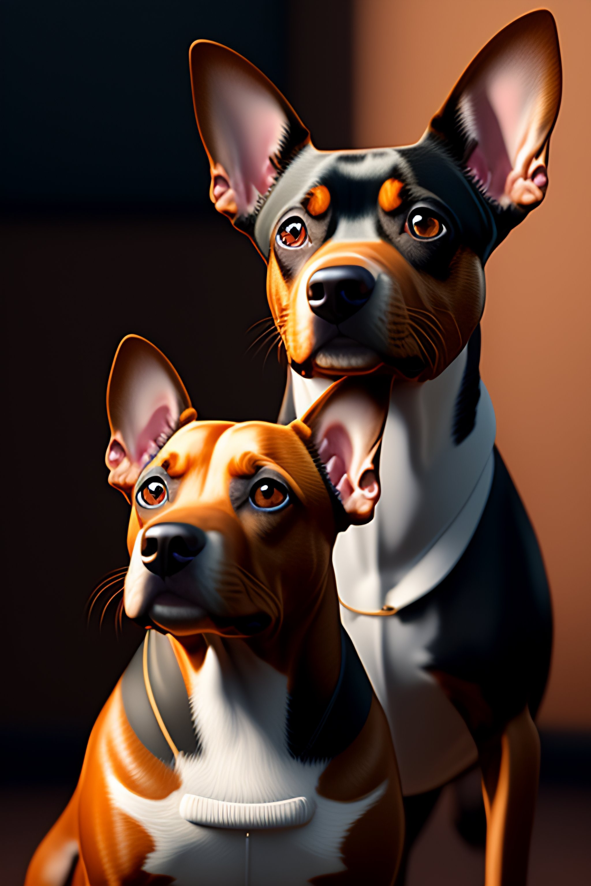 Lexica - Artwork two dogs one medium one all black and one pinscher ...