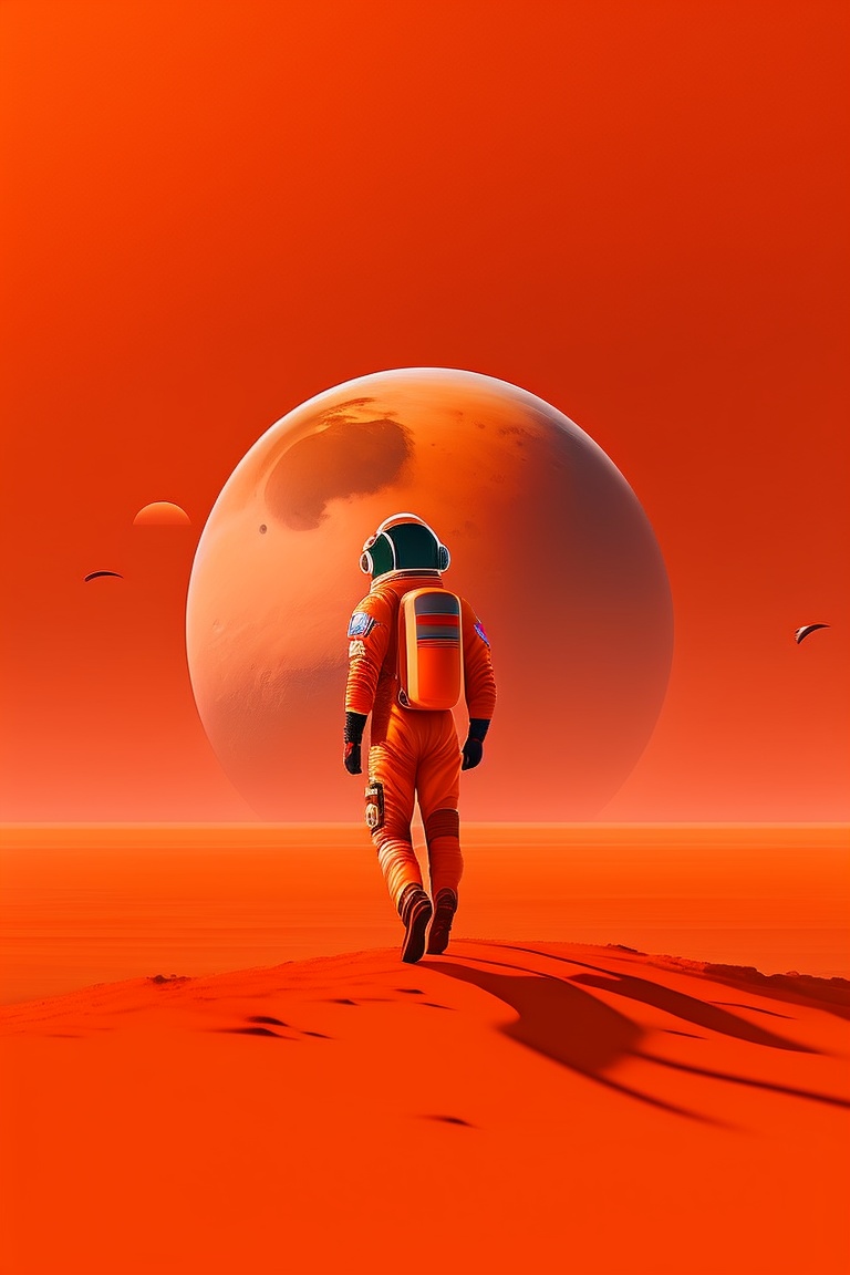 Lexica - Astronaut walking on Mars , looking towards big moon, anime ...