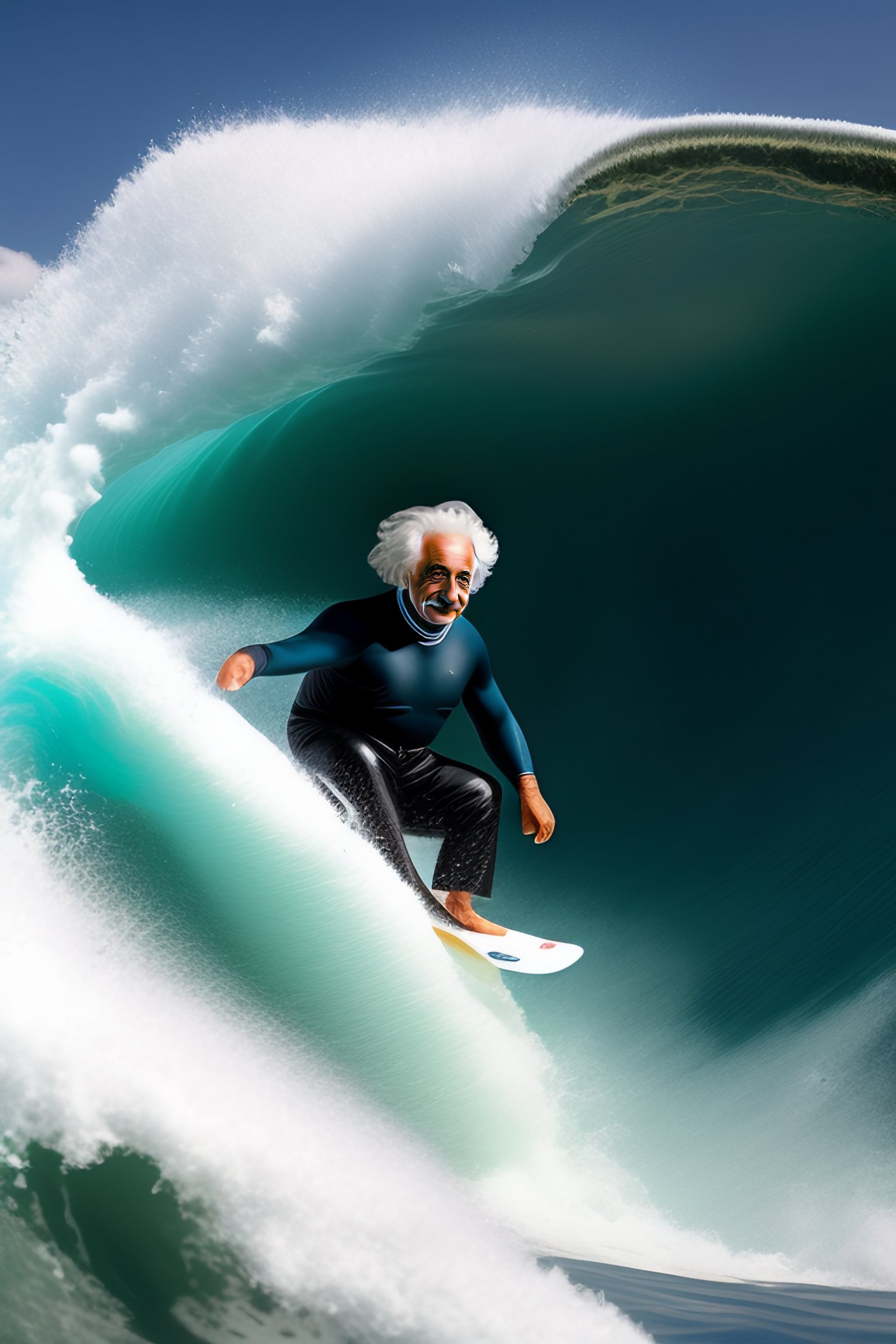 Lexica - Albert einstein surfing on a big wave
