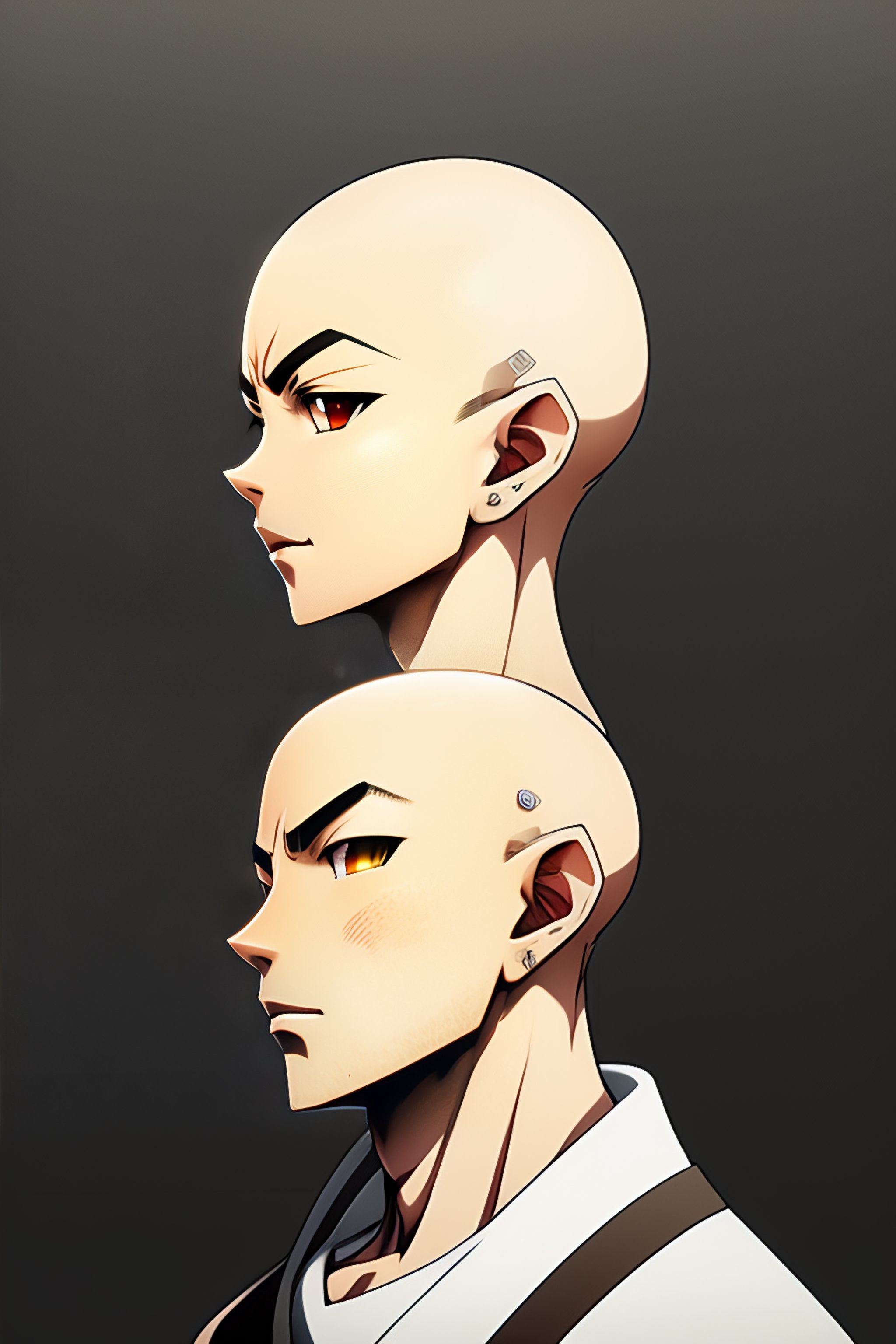Lexica - Bald anime character guy, simple, no expression, no emotion ...