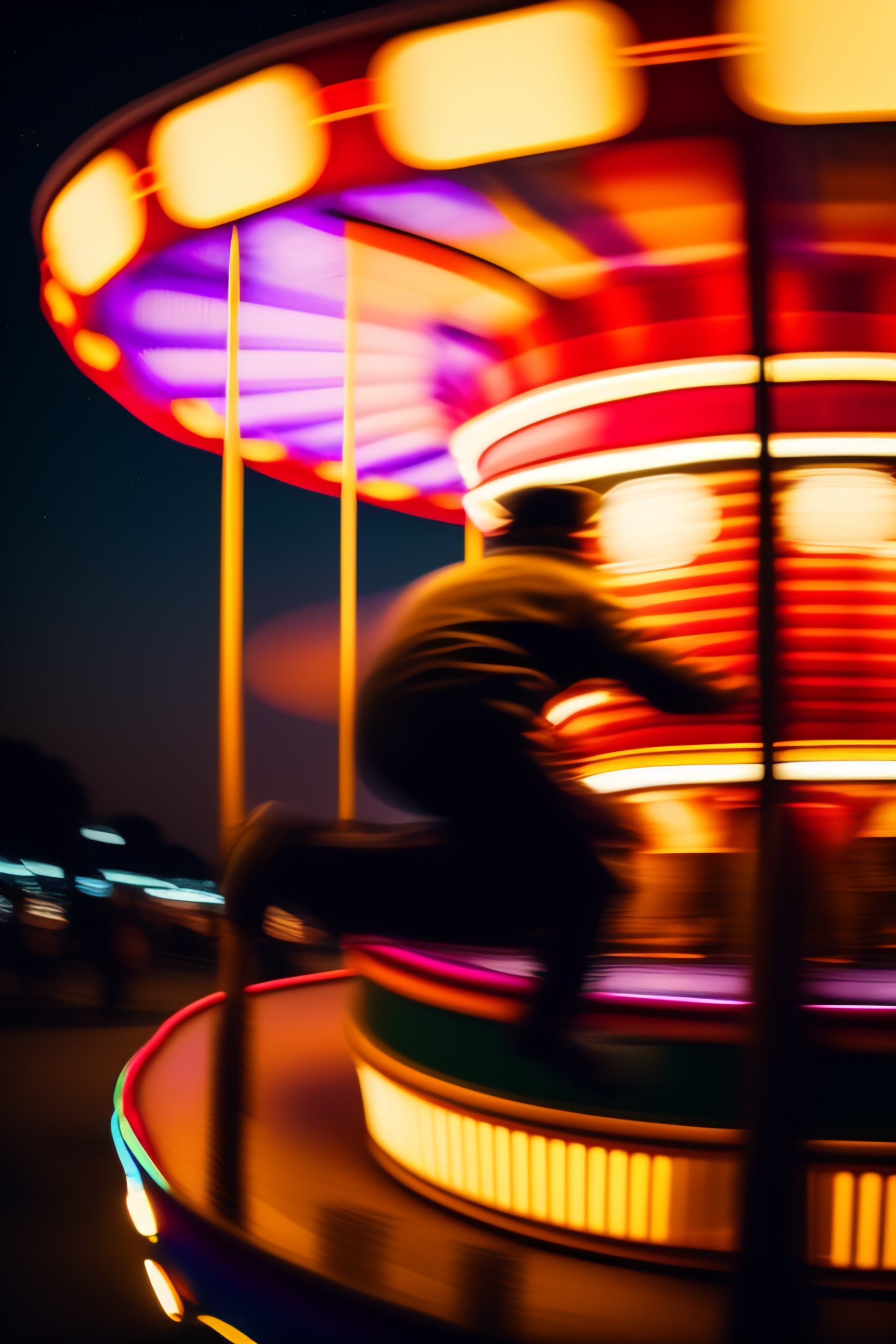 Lexica - Man being flung off a carousel at night