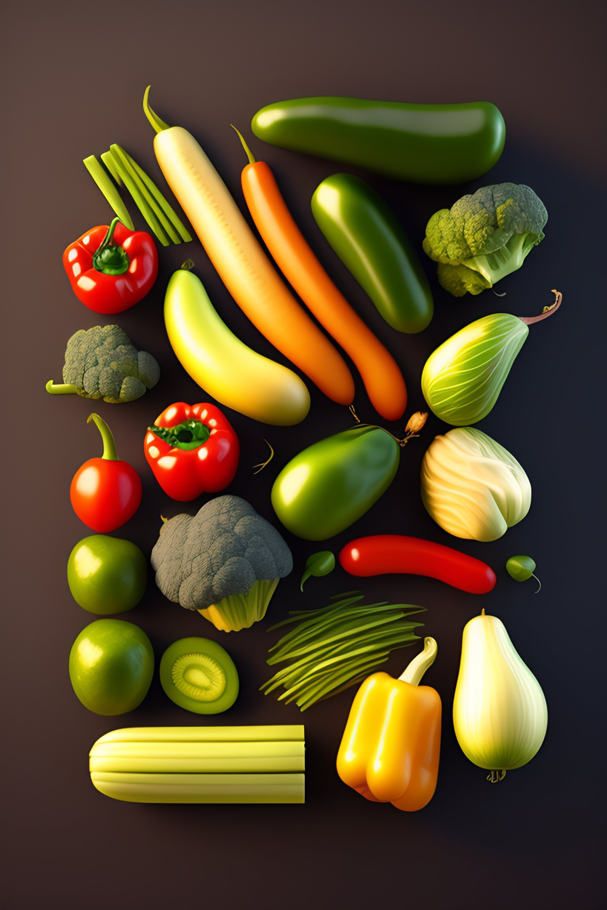 Lexica - Vegetables, game asset, top down, centered, plain background