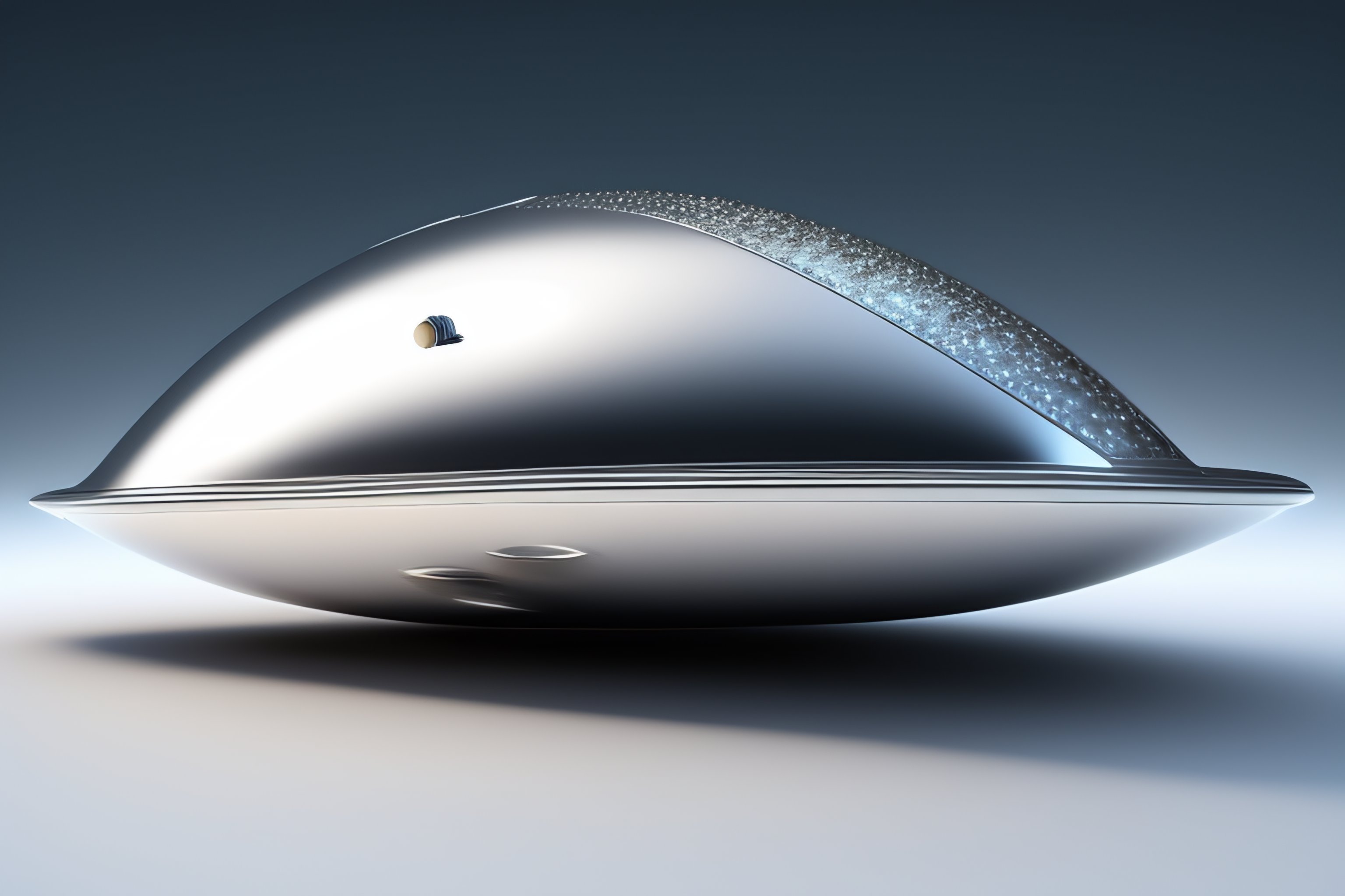 Lexica - Spiral-shell-shaped silver spaceship