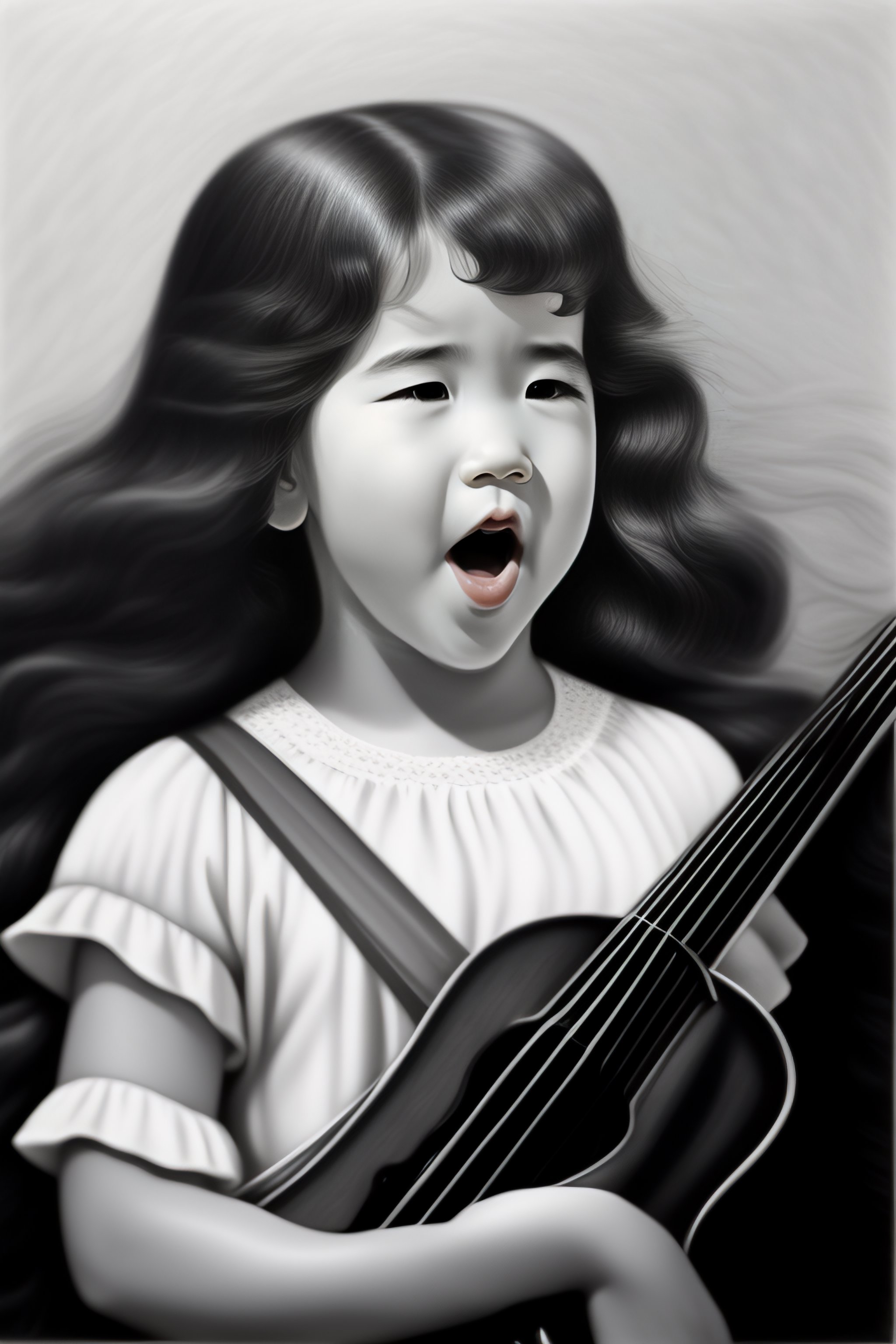 Lexica - A pencil drawing of singing girl and play volin