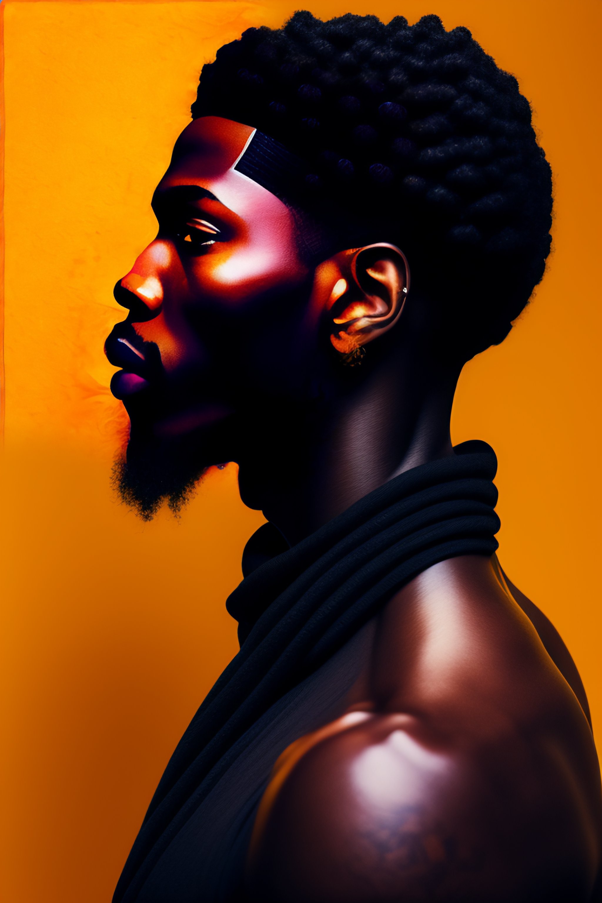 Lexica - A portrait of a black man, illustrative + visionary art +simetric
