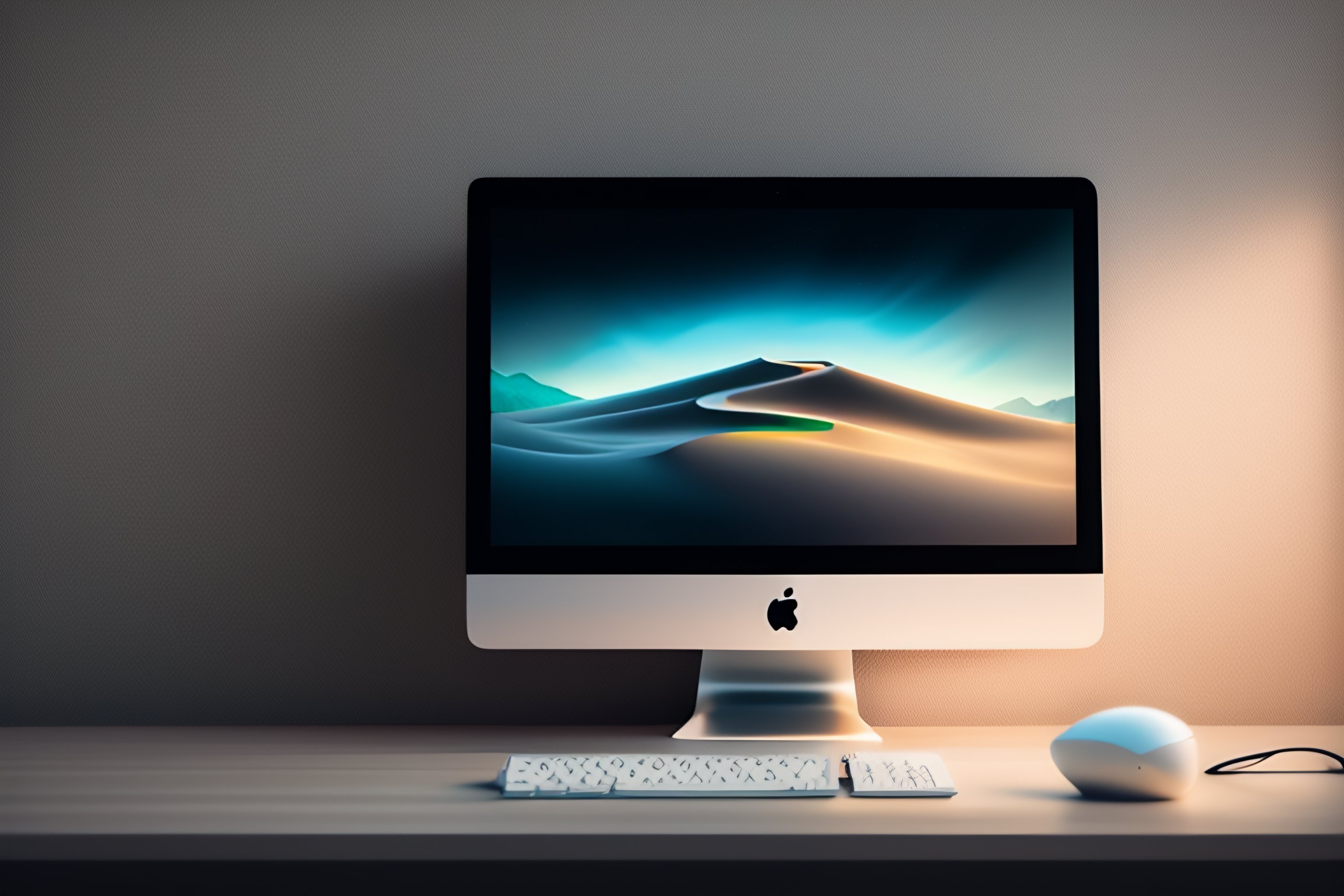 Lexica - Apple iMac with white screen on white background.