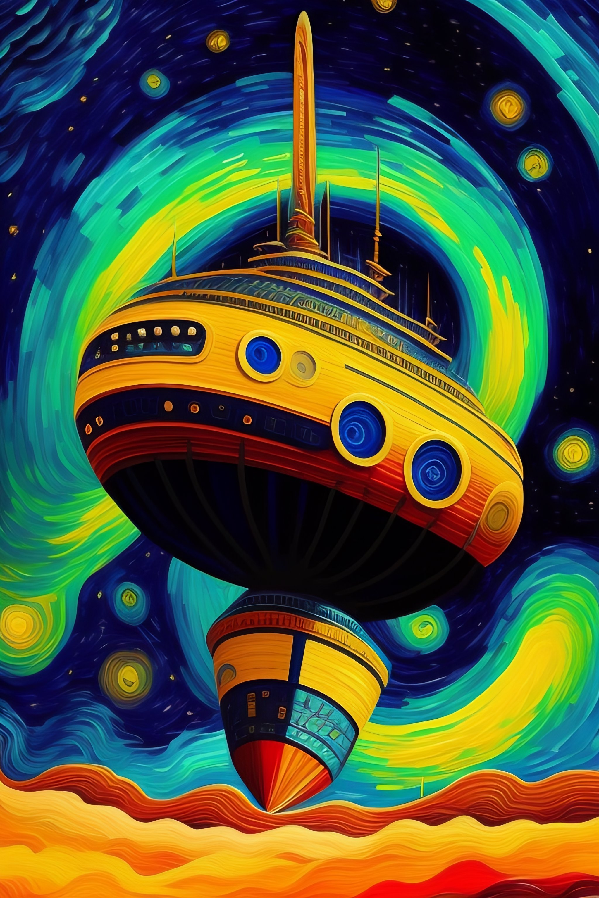 Lexica - Spaceship in van gogh style