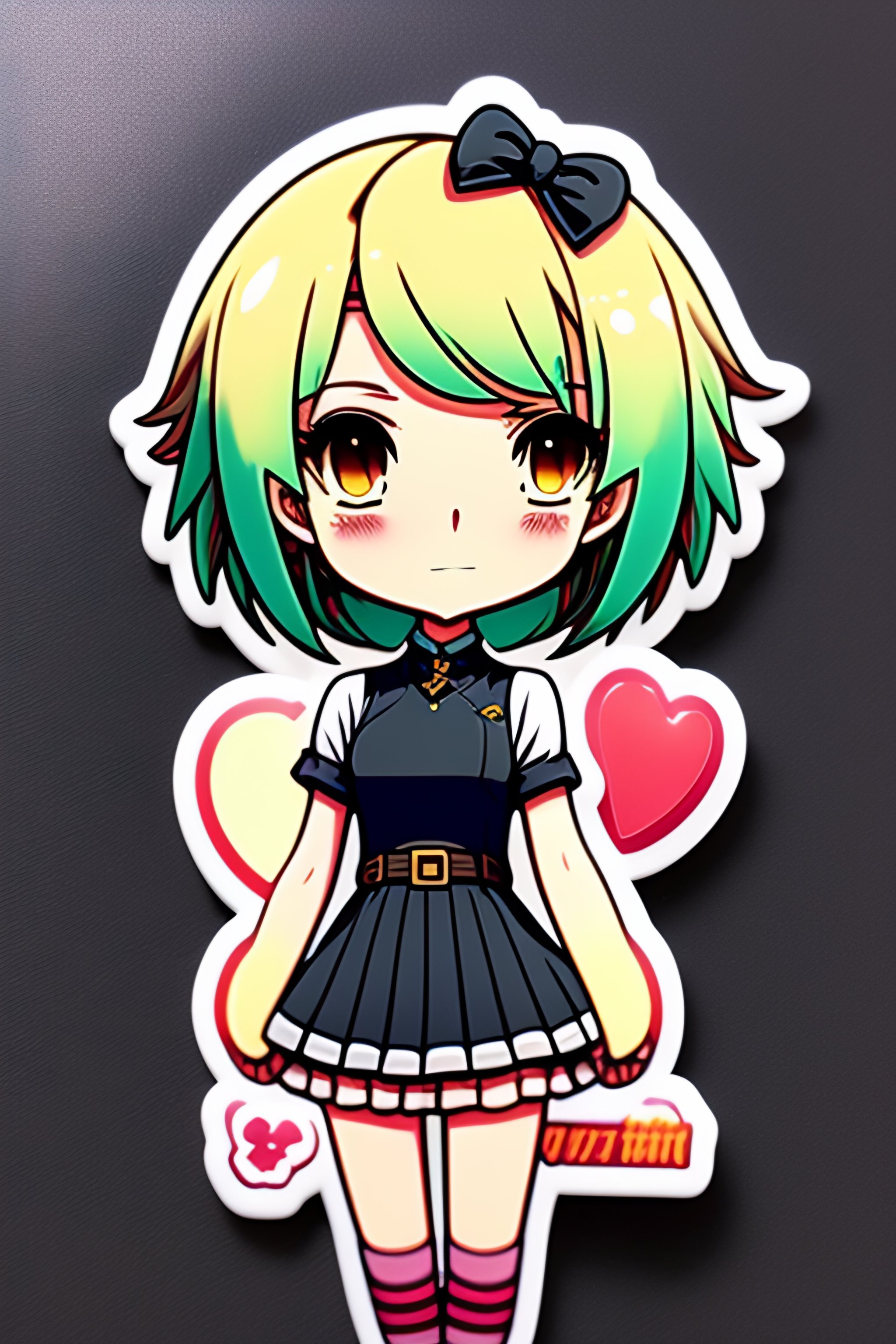 Lexica - Cartoon anime girl short hair sticker, anime style, solid ...