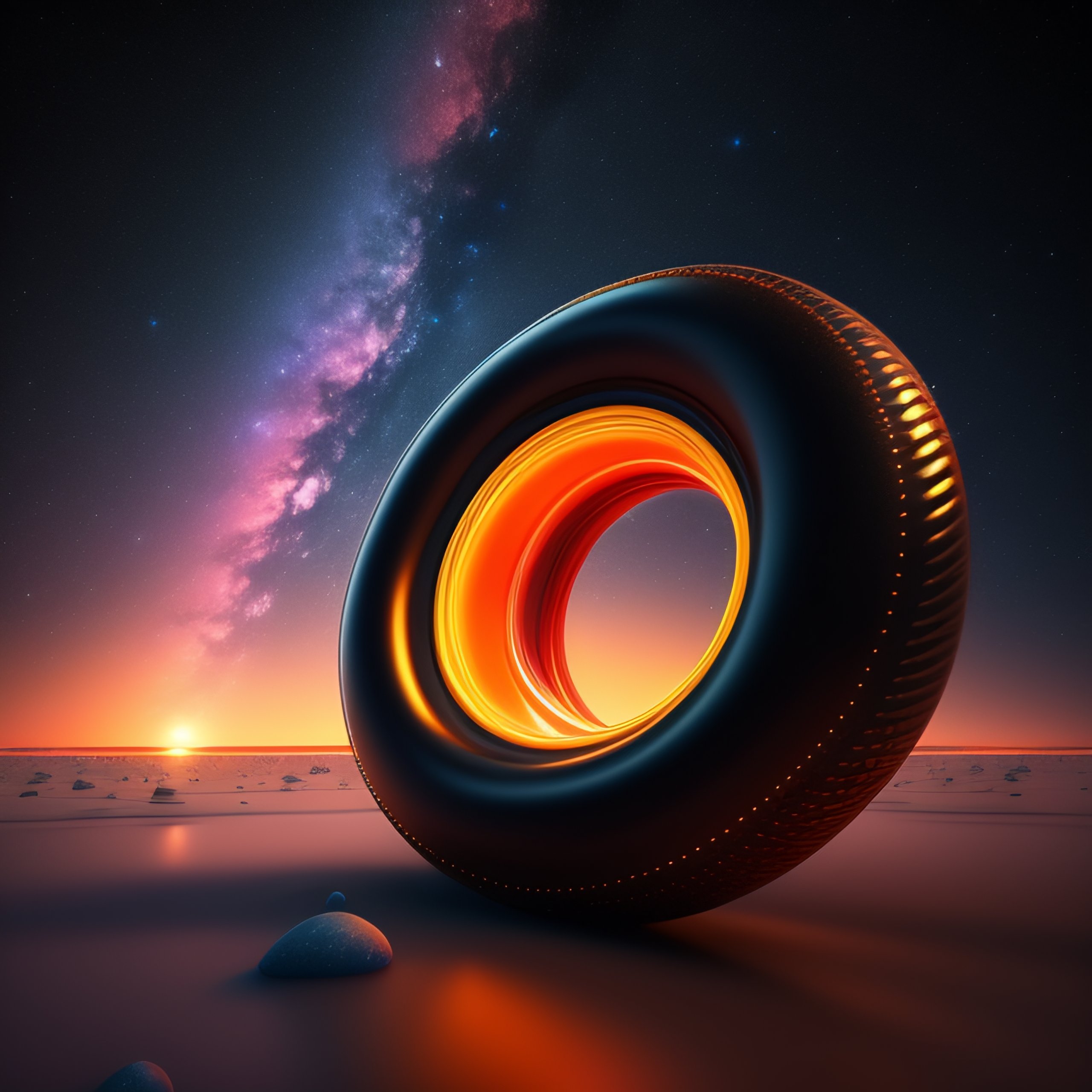 Lexica - Beautiful image of many car tires floating in the dark deep ...