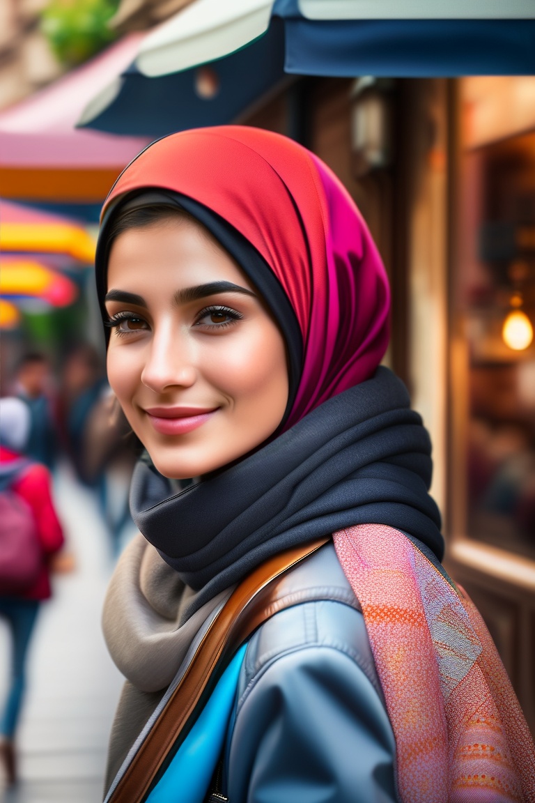 Lexica - A photo of a beautiful Turkish girl wearing a headscarf ...