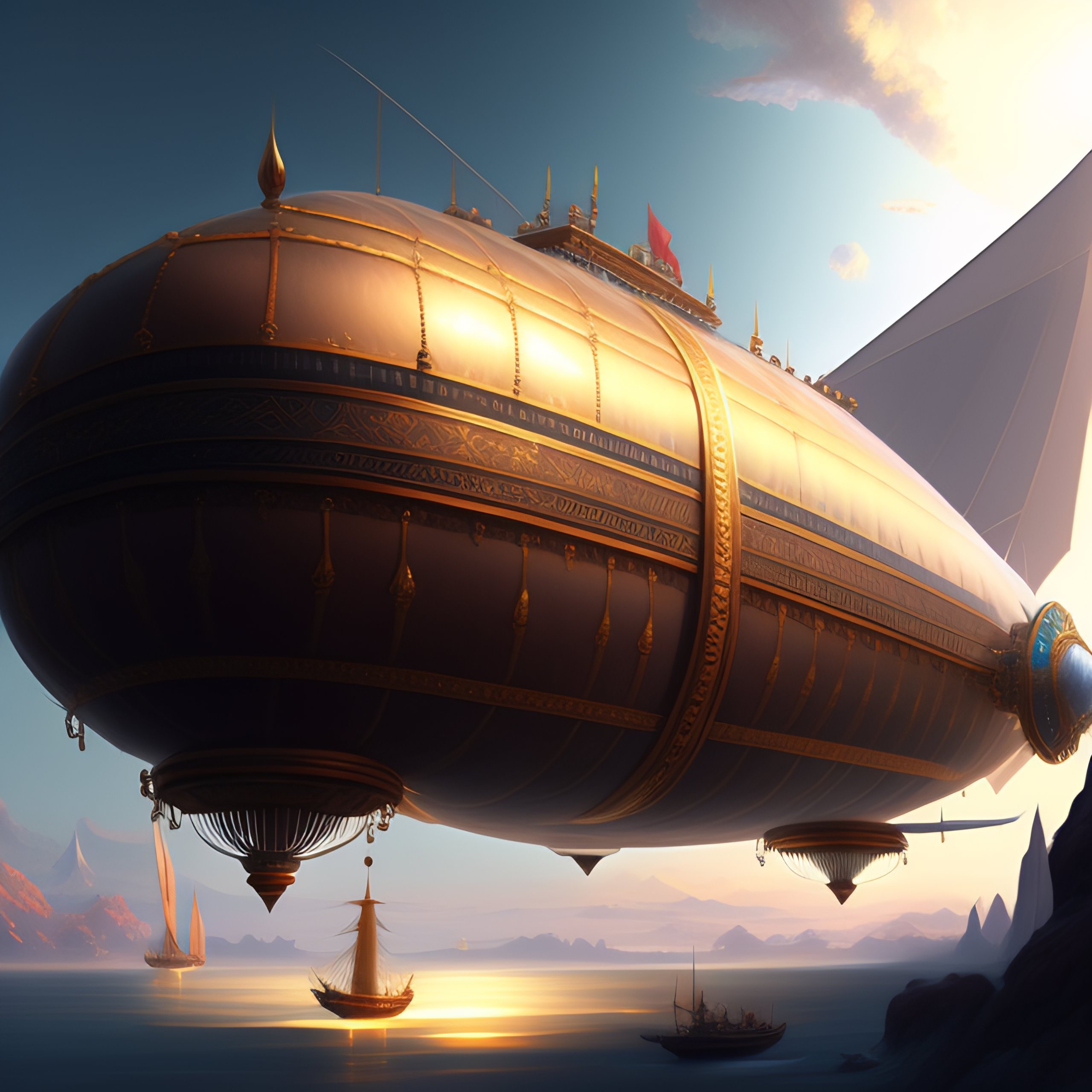 Lexica - A fantasy airship, epic fantasy, detailed, intricate, elegant ...