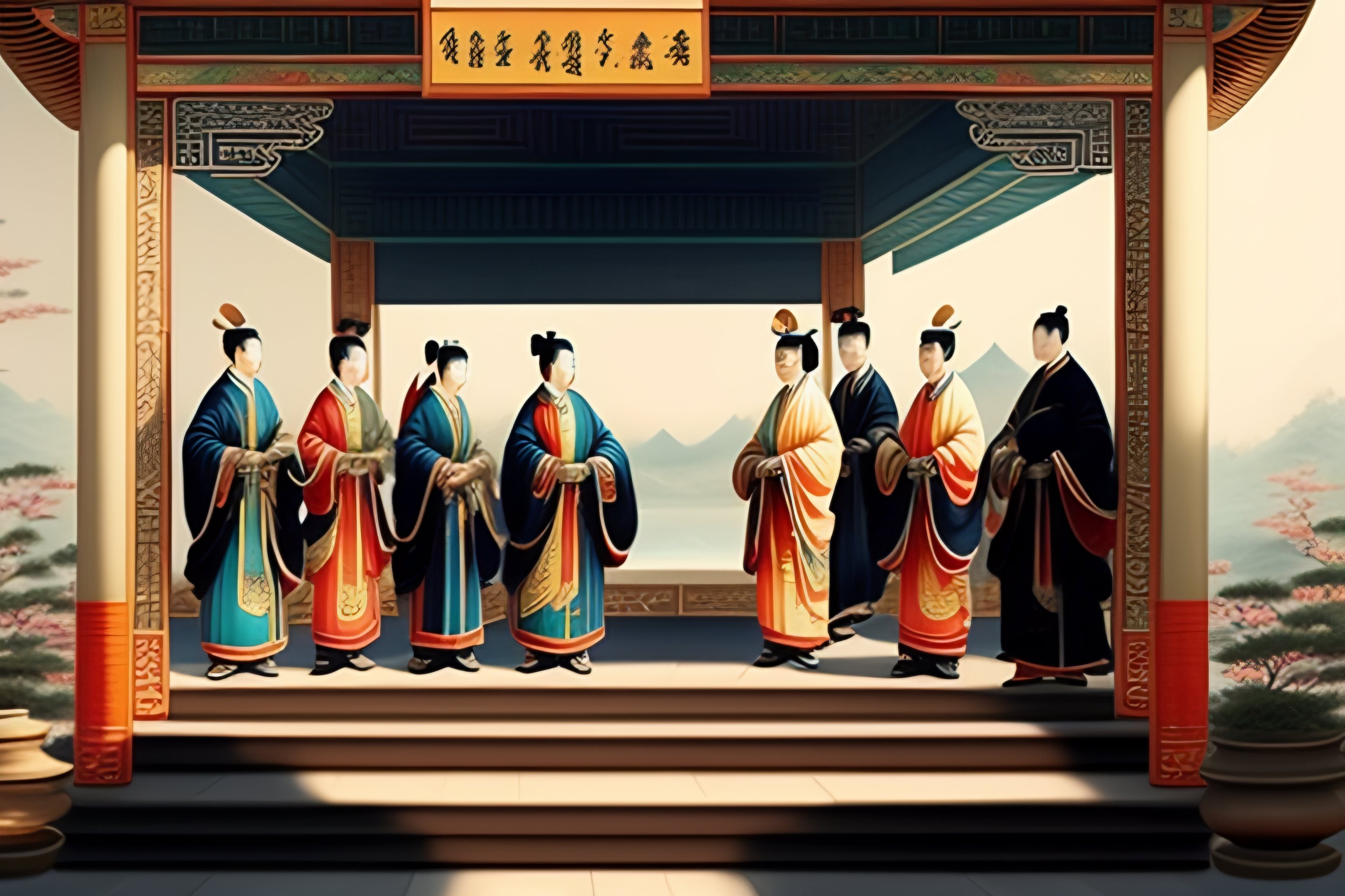 Lexica - A beautiful chinese painting depicting the emperors during the ...