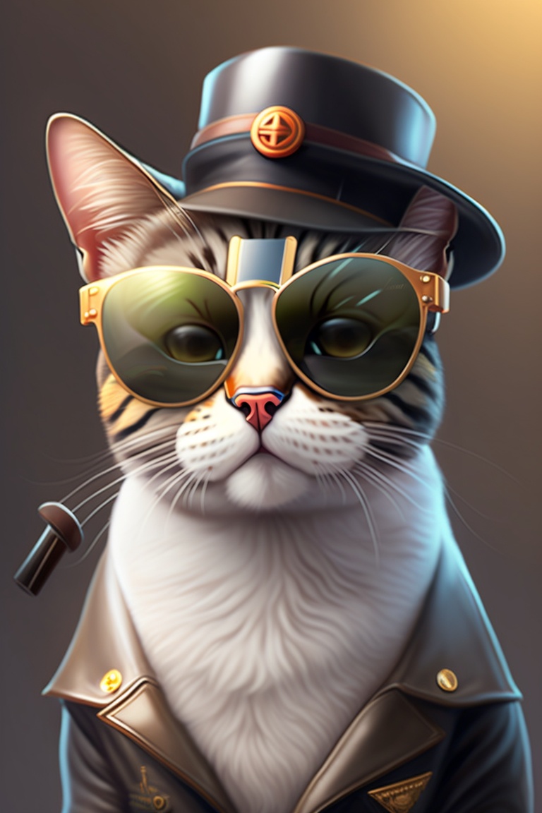 Lexica - A gangster cat with a cigarette, a hat, and sunglasses, realistic
