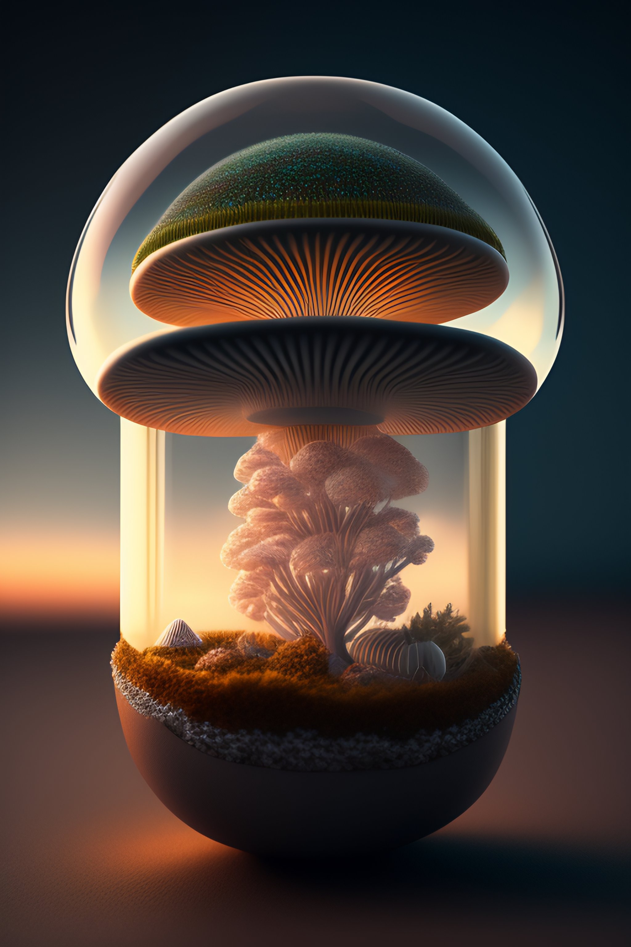 Lexica - Layered transparency of human inside with mushroom hybrid ...