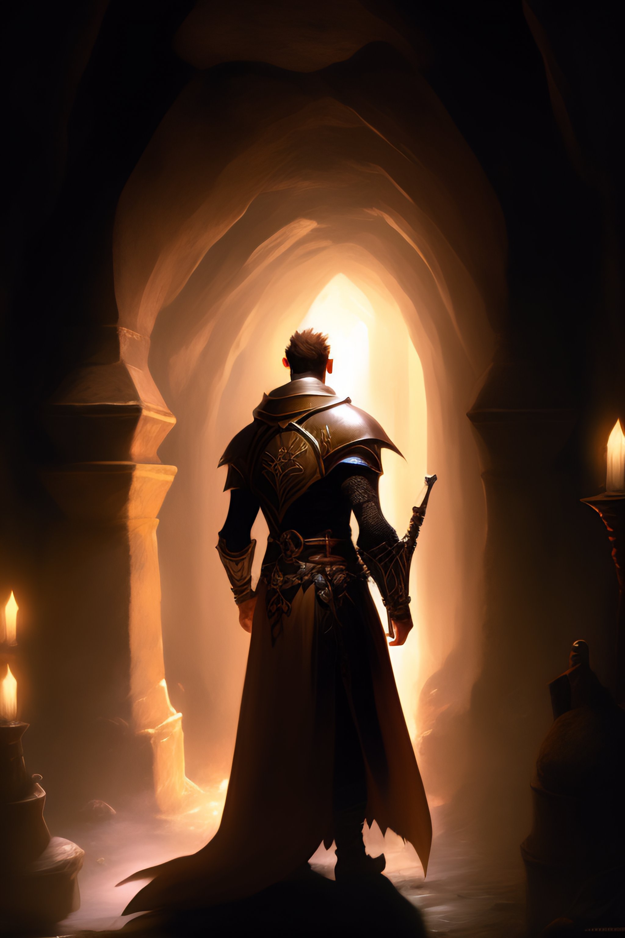 Lexica - A concept art of jail in a catacomb. a paladin knight lies ...