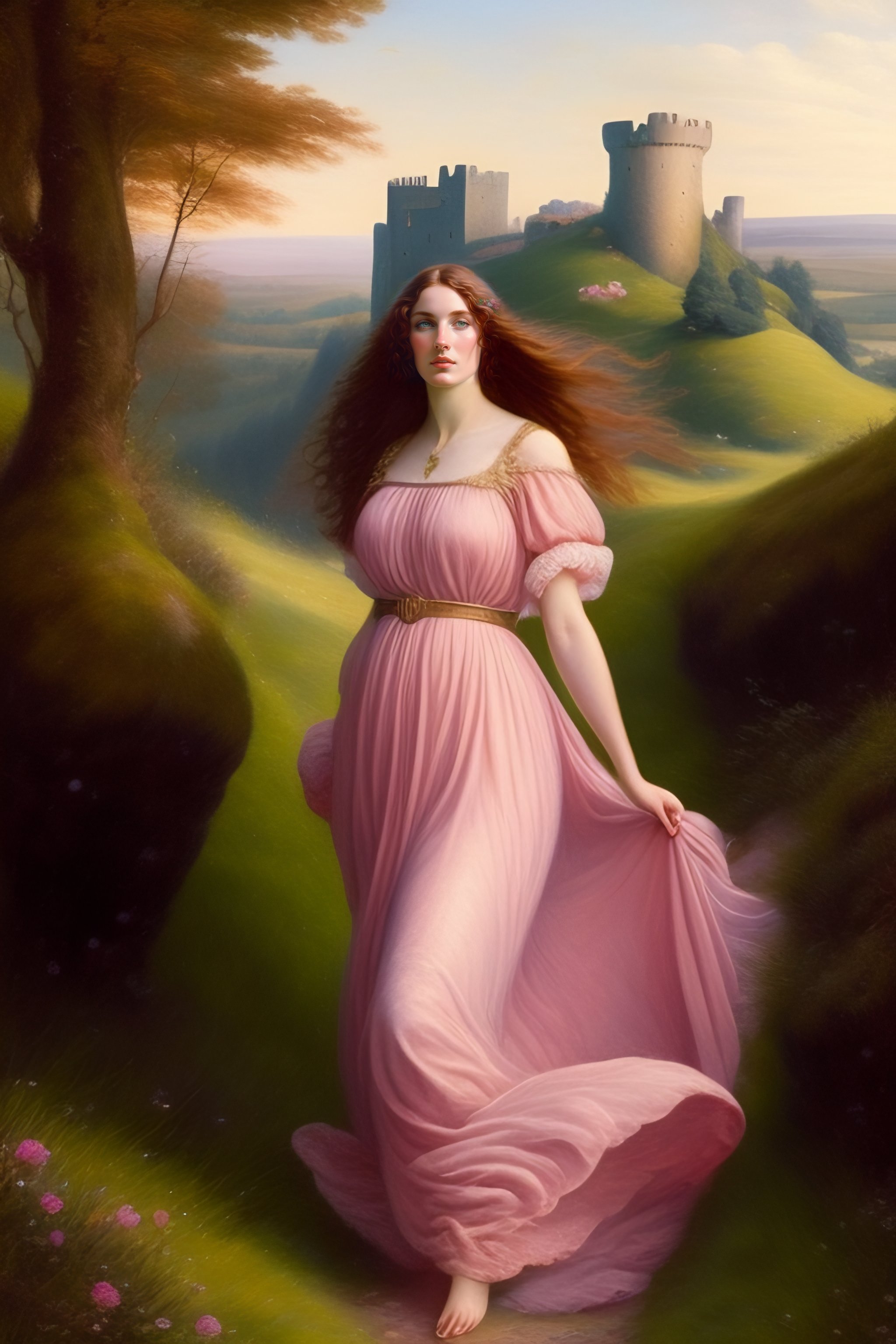 Lexica - Romantic pre-Raphaelite style oil painting of a giant woman ...