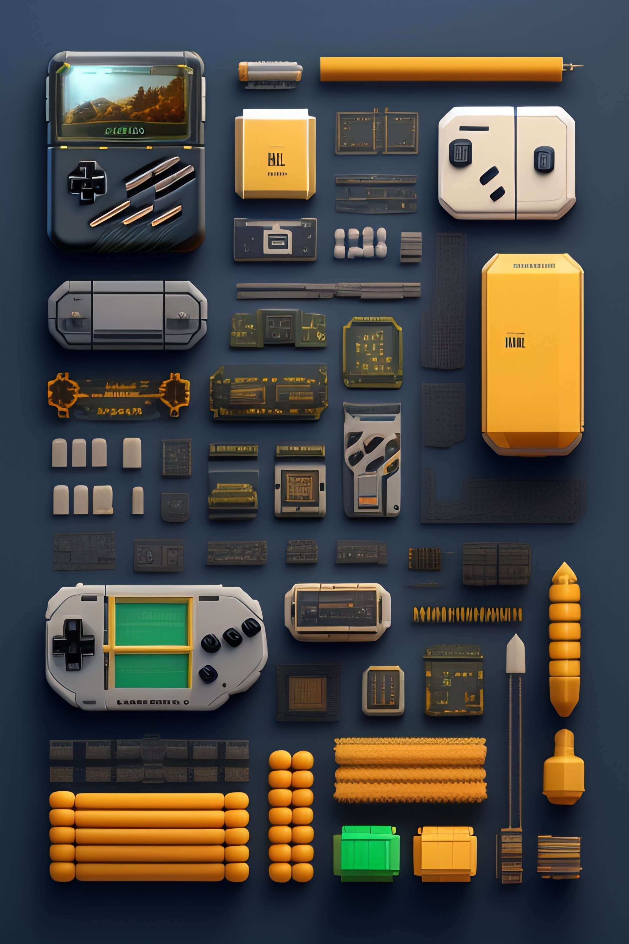 Lexica - Game boy, Costumes and props, Knolling, Knolling layout ...