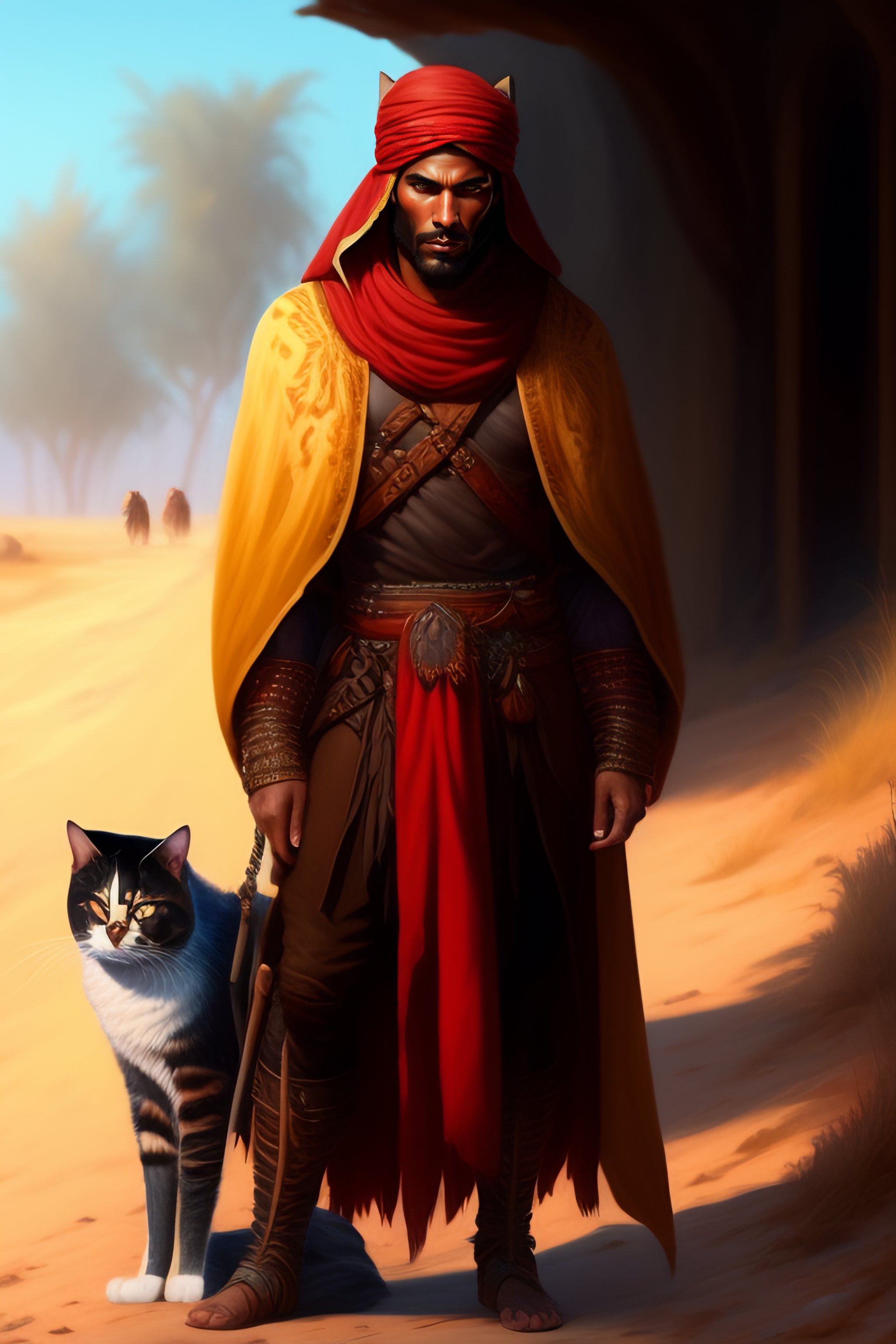 Lexica - A full body portrait of a cat quarter bedouin blind pulp ...