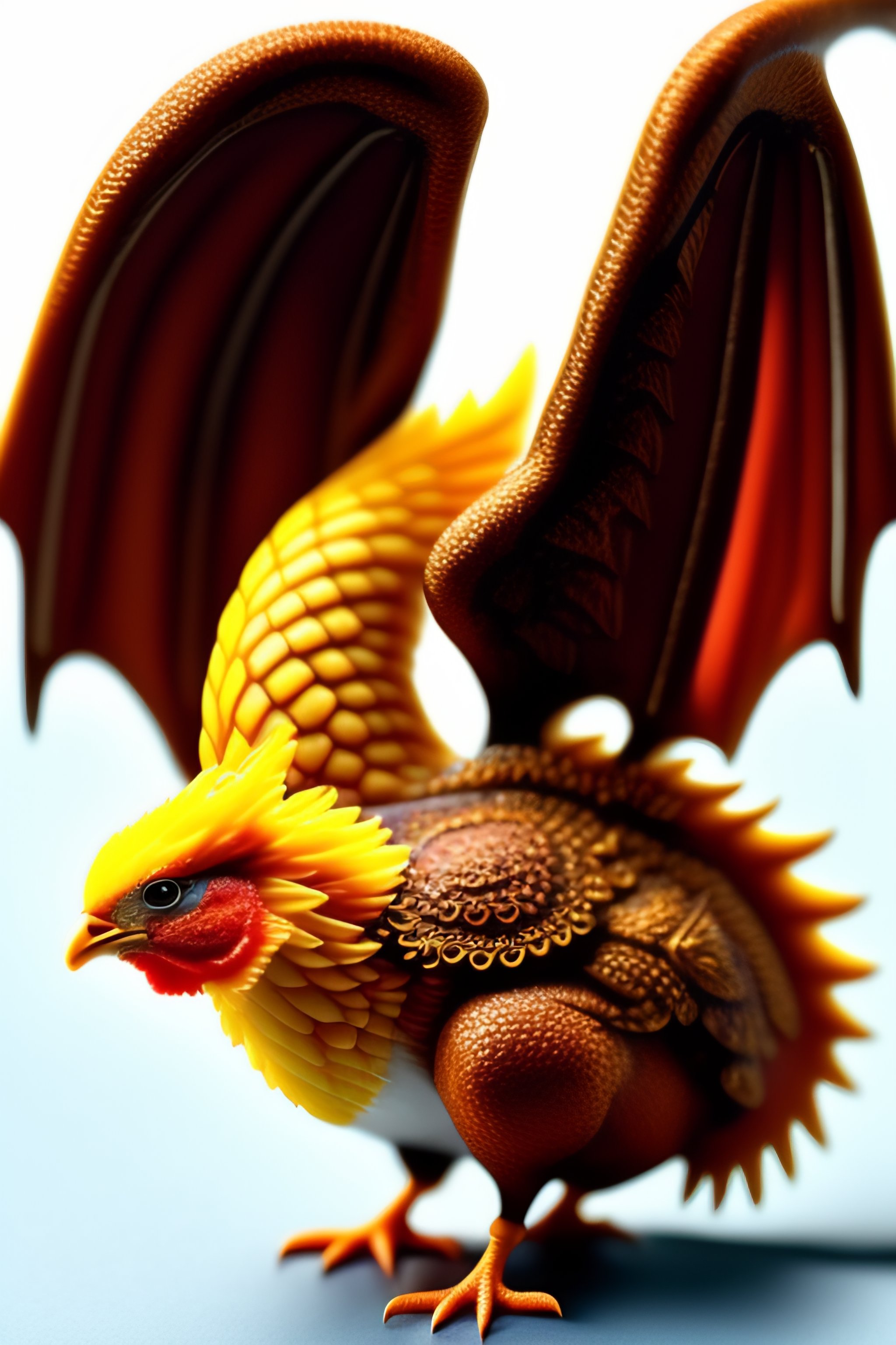 Lexica - Cute single chicken dragon, wings outstretched