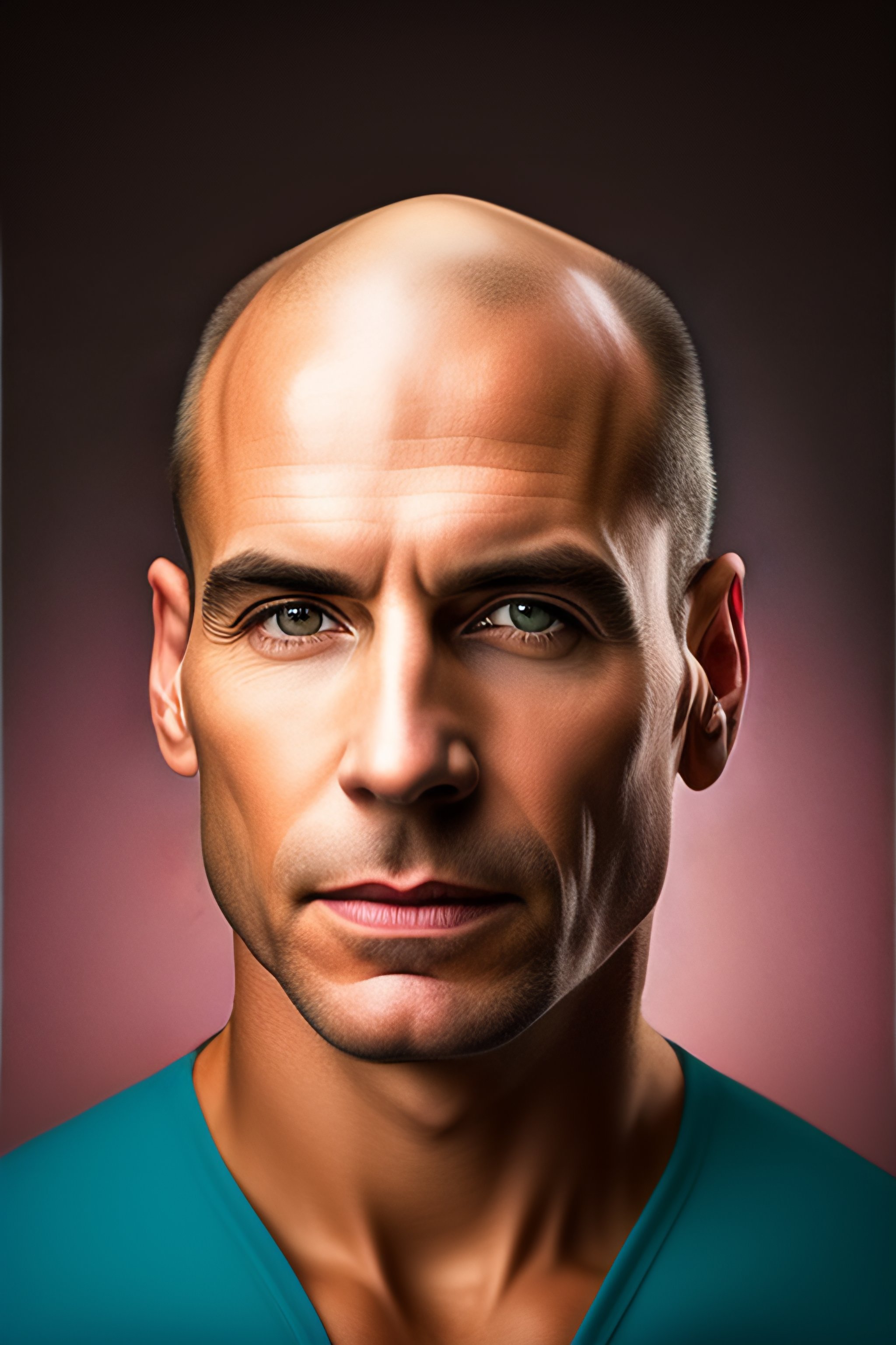 Lexica - Portrait of a bald man with entire head made of chrome