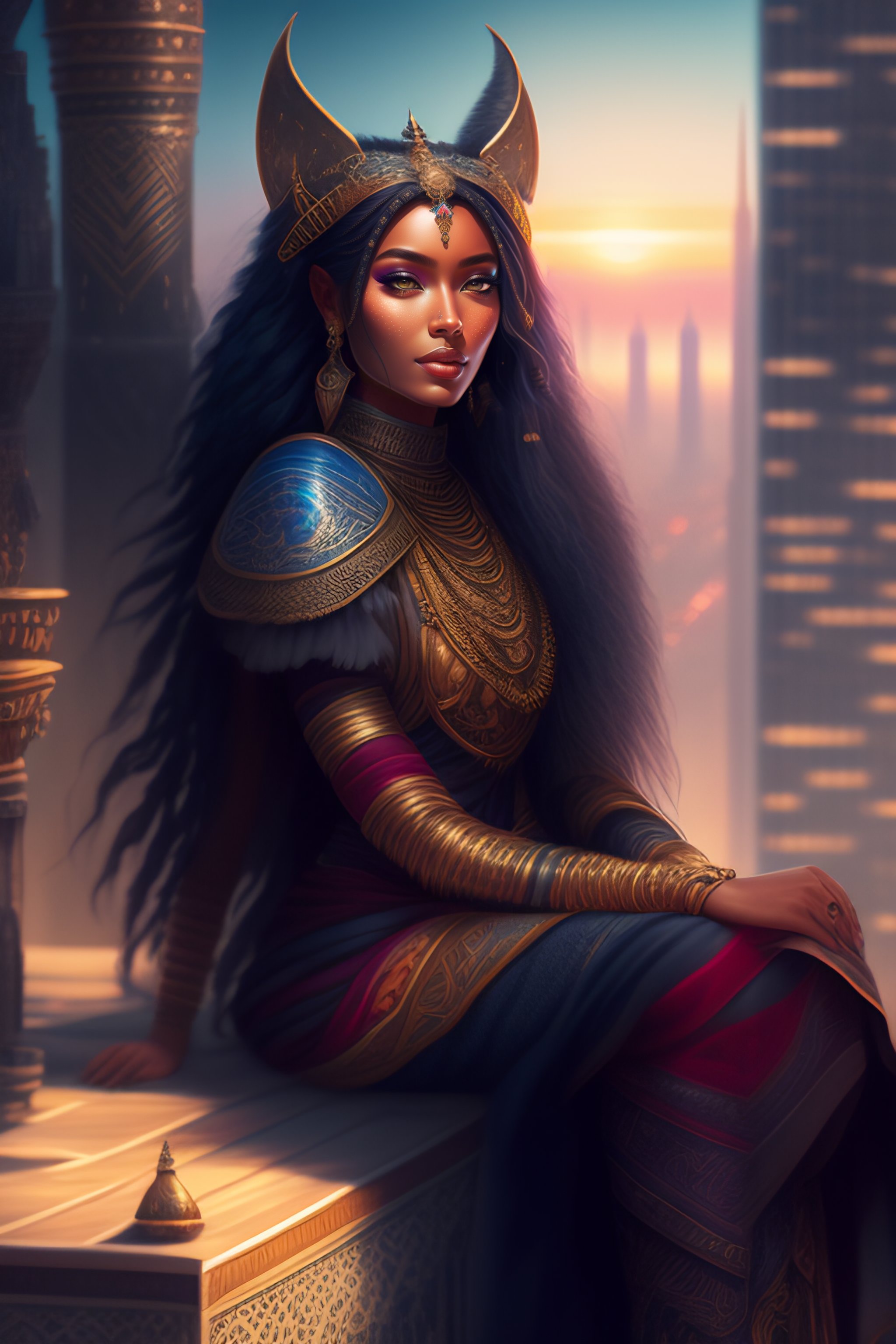 Lexica - Girl sitting on a roof looking down at a city below, extremely ...