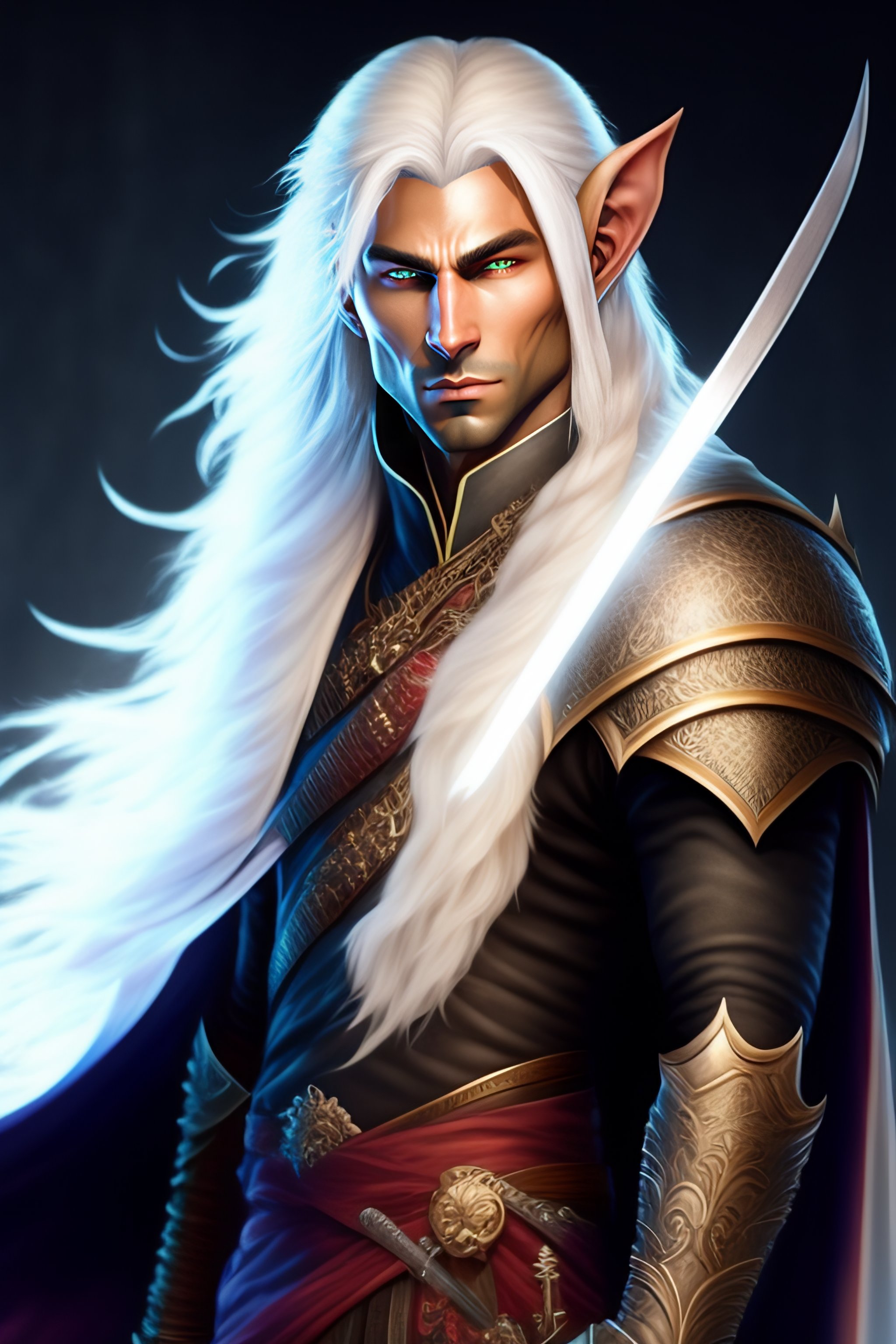 Lexica - Full body portrait of an 18 year old Male Drow Elf Rogue, long ...