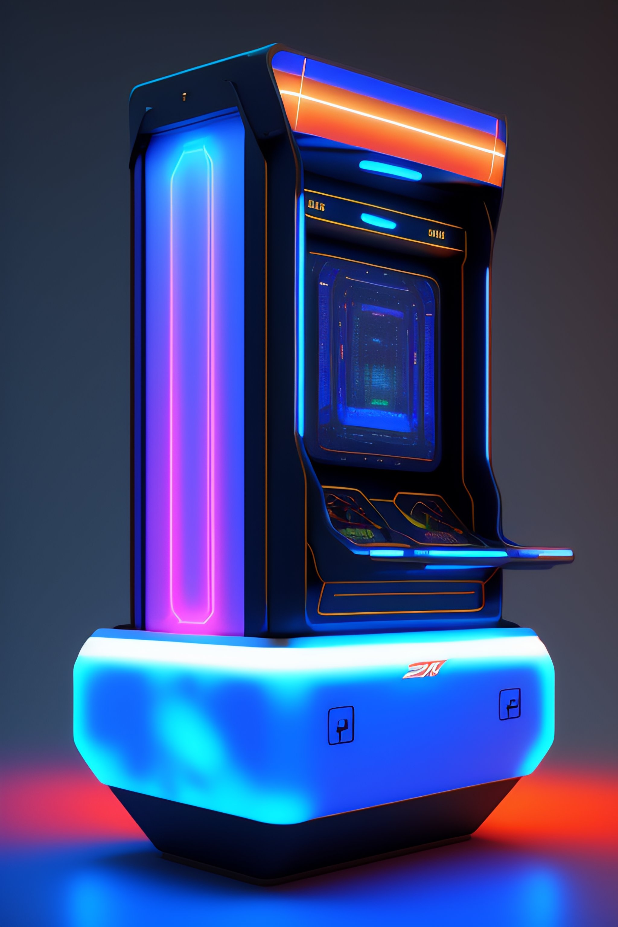 Lexica - Black Futuristic arcade cabinet, with blue electricity in a ...