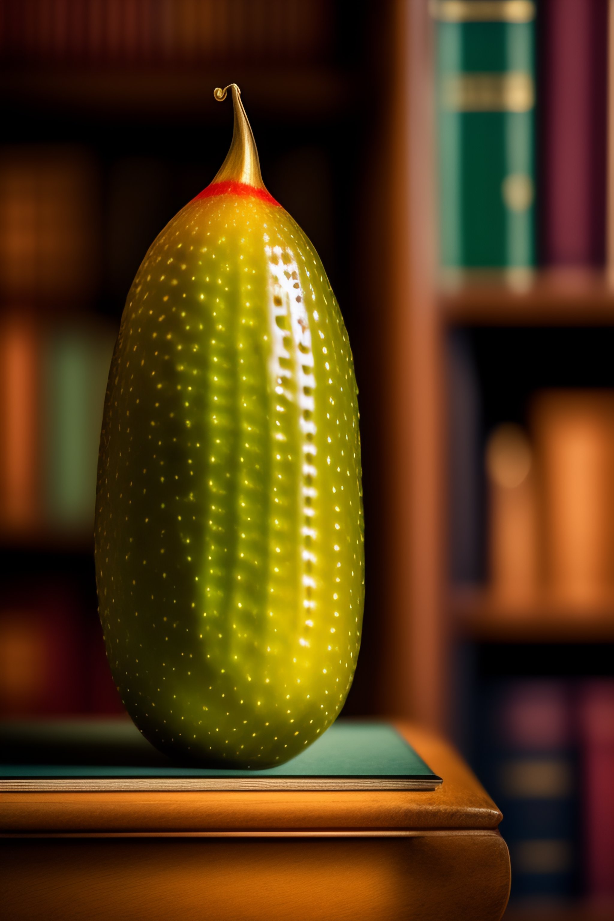 Lexica - Portrait of a pickle in a library