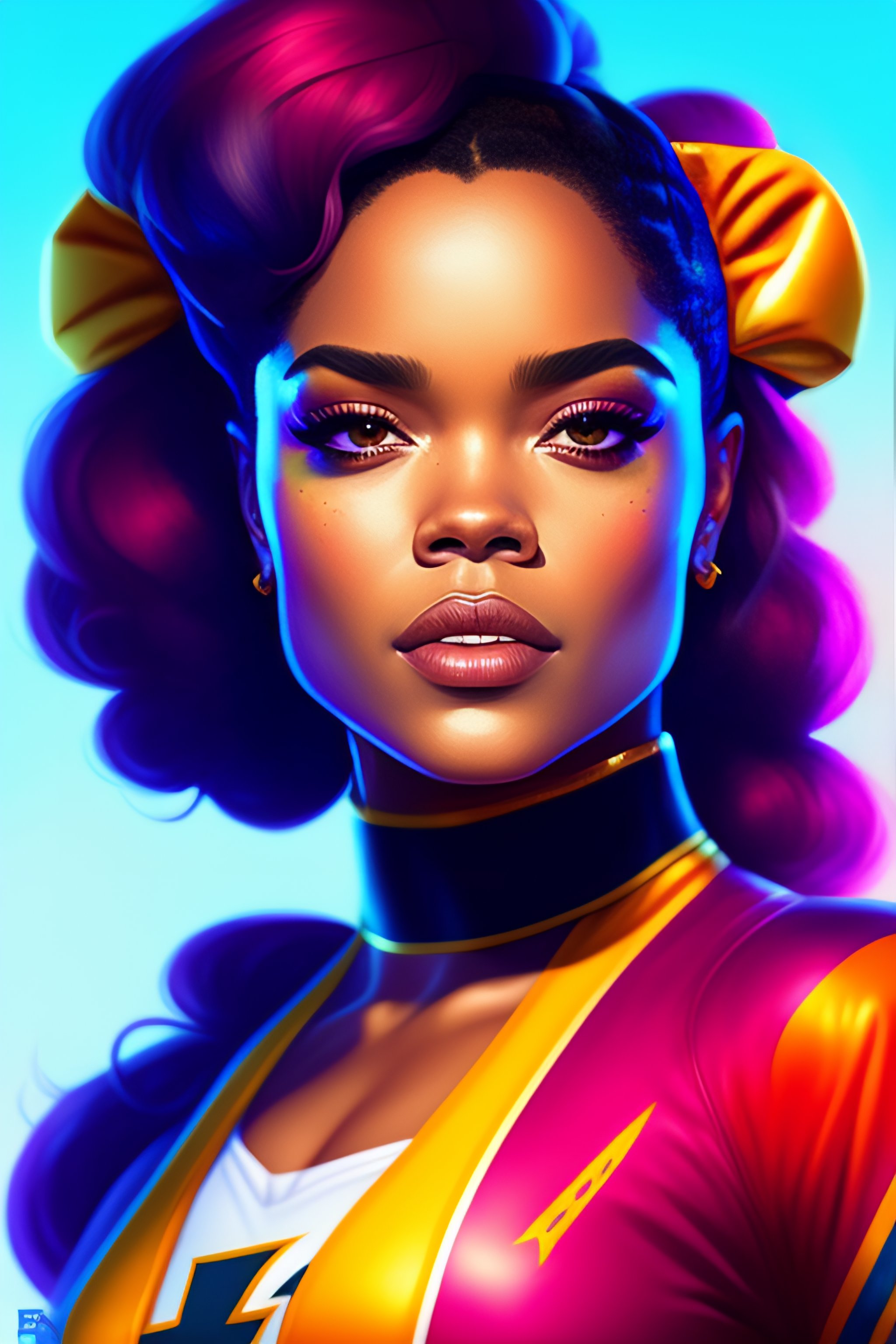Lexica - A portrait of tessa thompson as a cheerleader, cleavage,art by ...