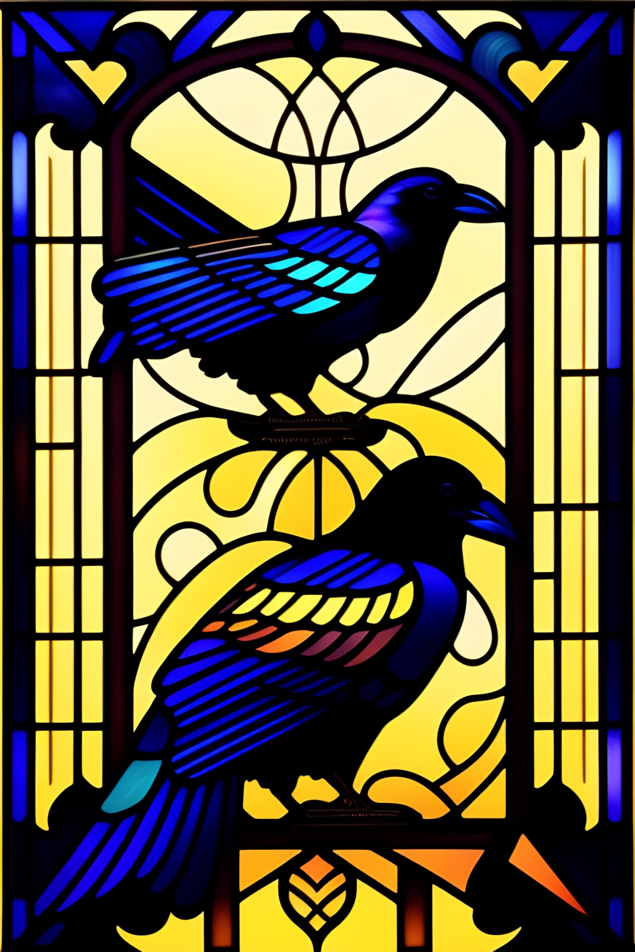 Lexica - Stained glass raven, geometric lines, wallpaper, art deco ...