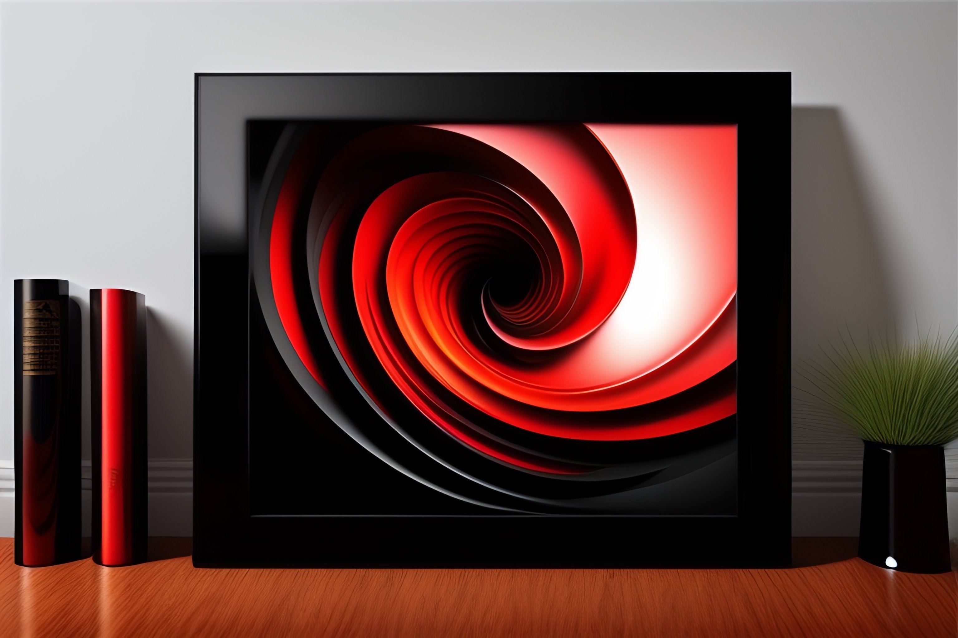 Lexica - 3d romantic abstract black red wall poster